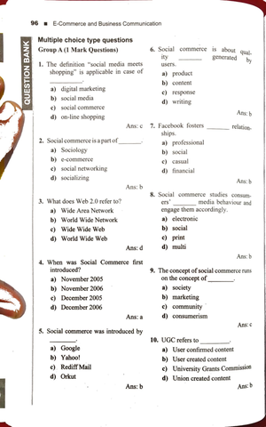 Digital payment MCQ - E-commerce & Business Communication - Studocu