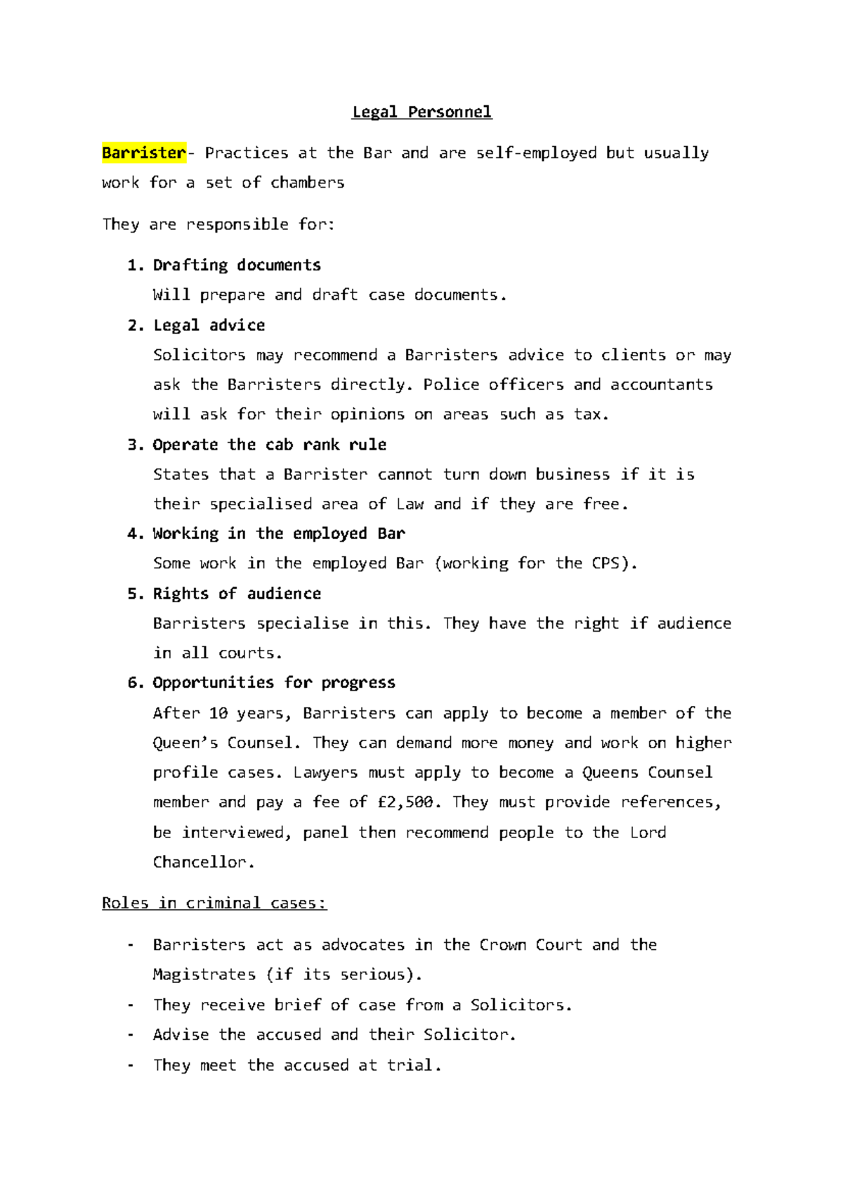 Legal Personnel - Legal Personnel Barrister- Practices at the Bar and ...