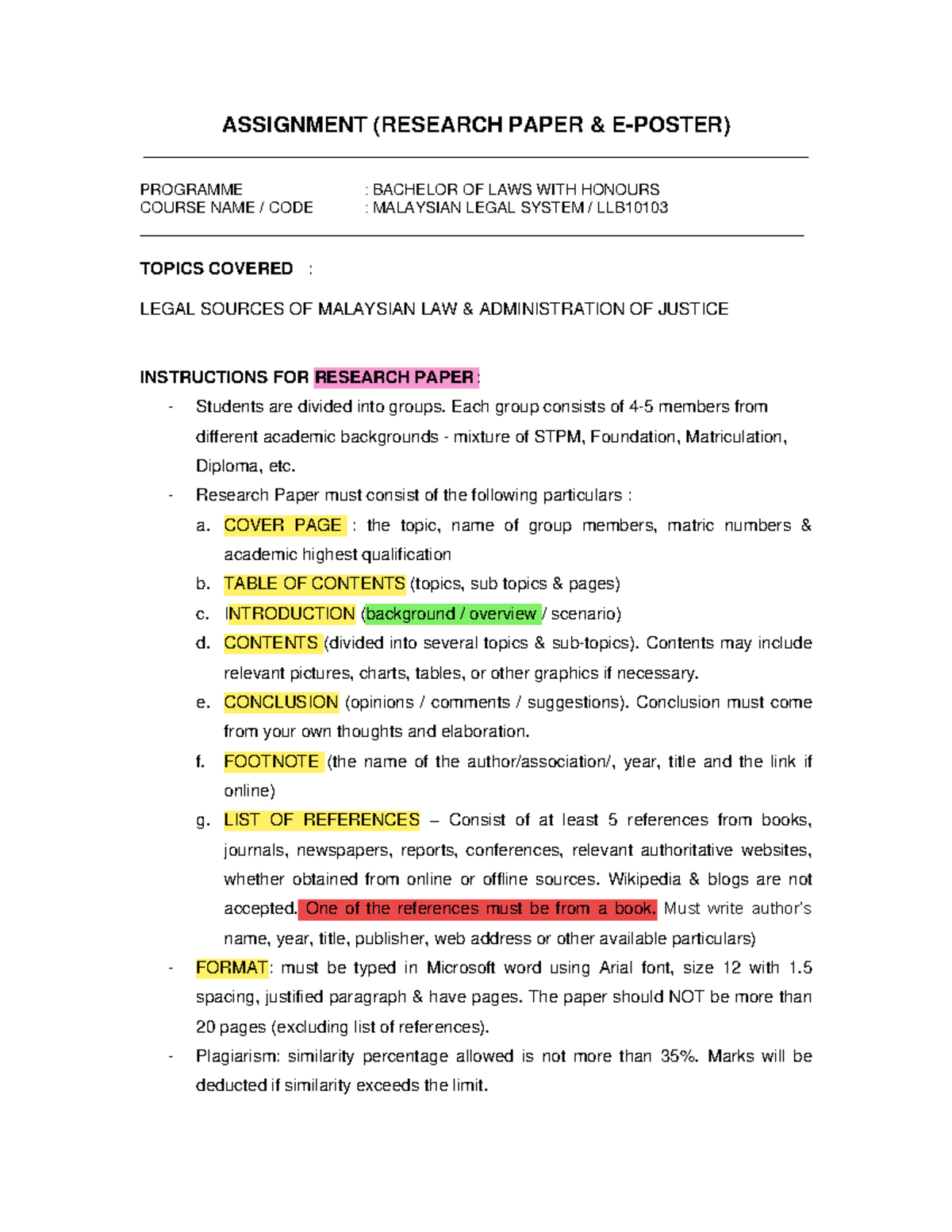 Instruction for mls - ASSIGNMENT (RESEARCH PAPER & E-POSTER) - Studocu