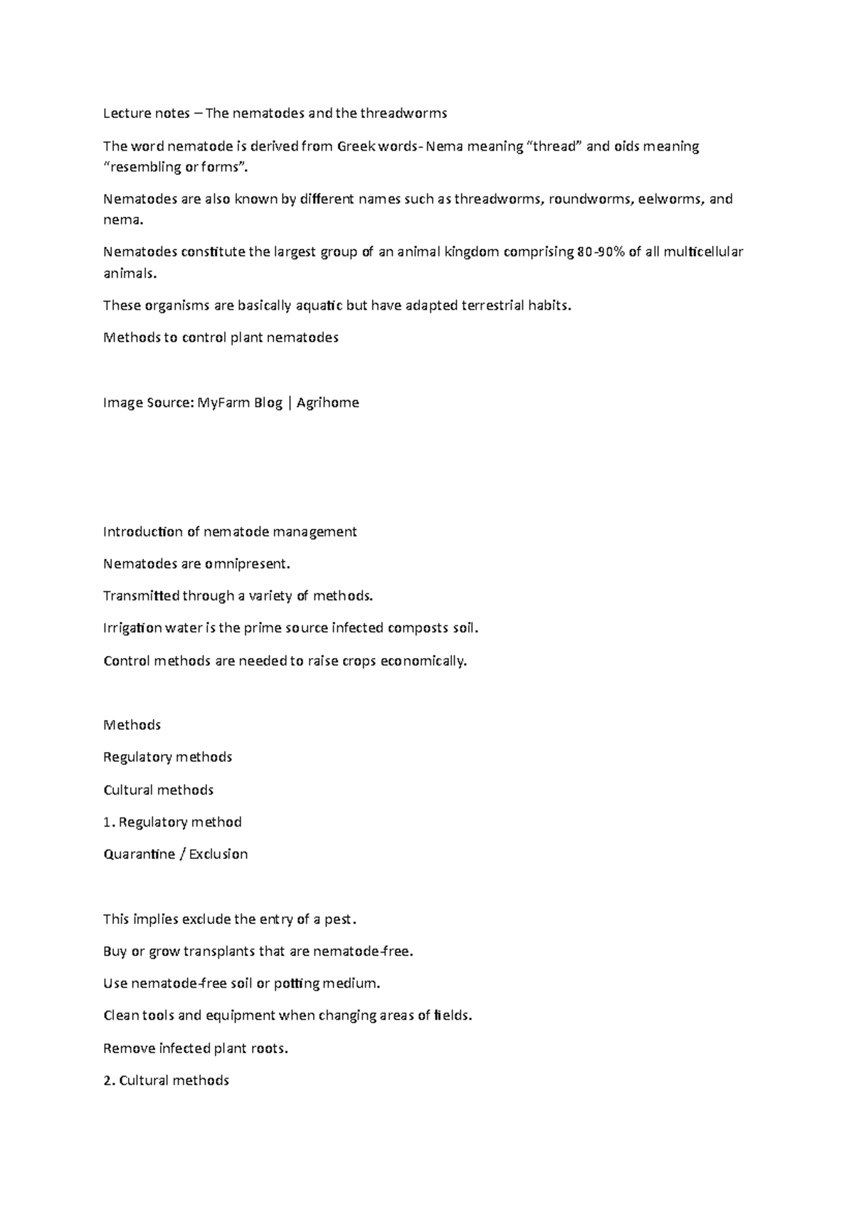 Lecture notes – The nematodes and the threadworms - C100 - Salford ...