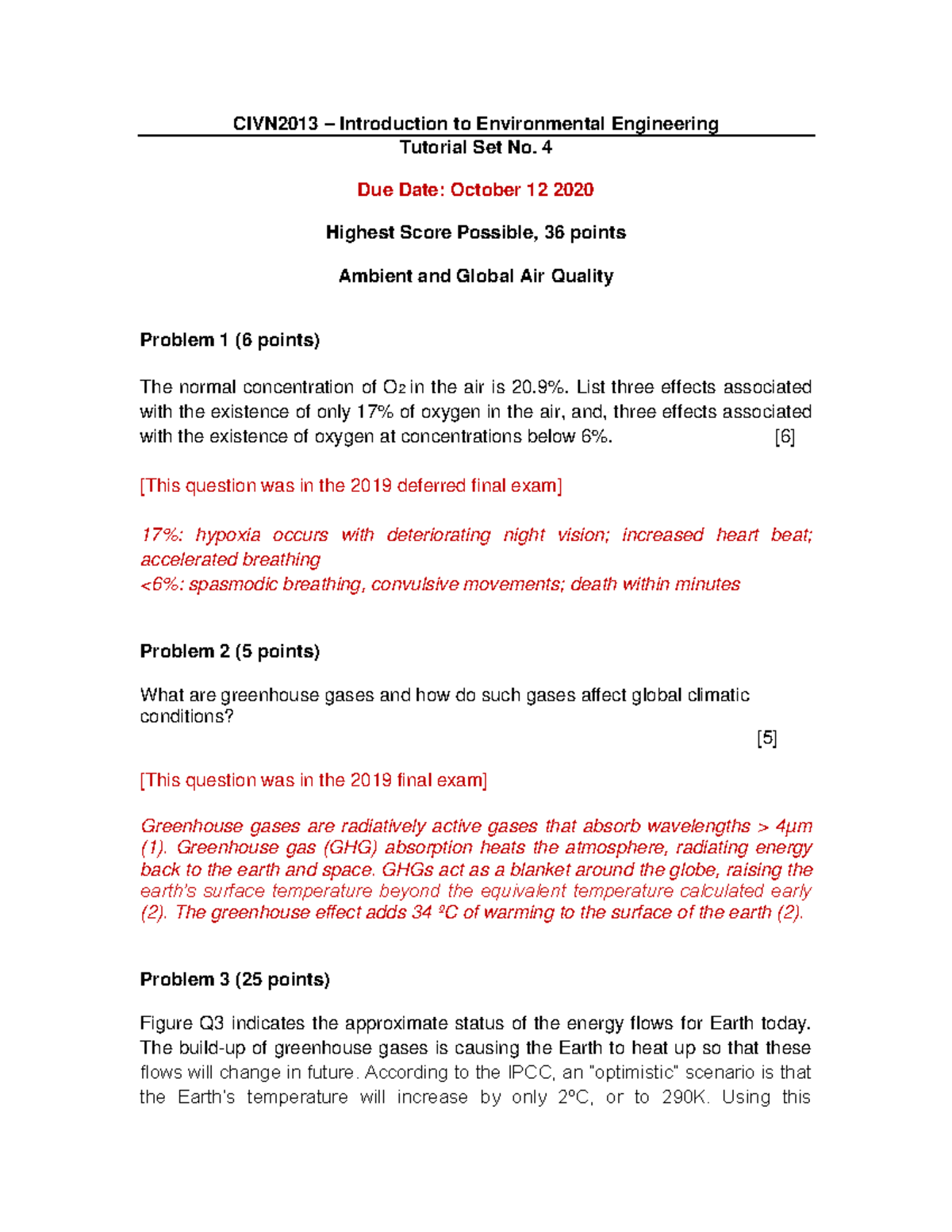 Tut Set 4 Model Solution - CIVN2013 – Introduction to Environmental Engineering Tutorial Set No ...