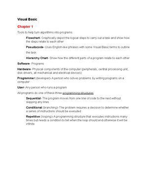 Visual Basic CH3 - Visual Basic Chapter 3 Variable- An object used to store a value (Ex. var ...