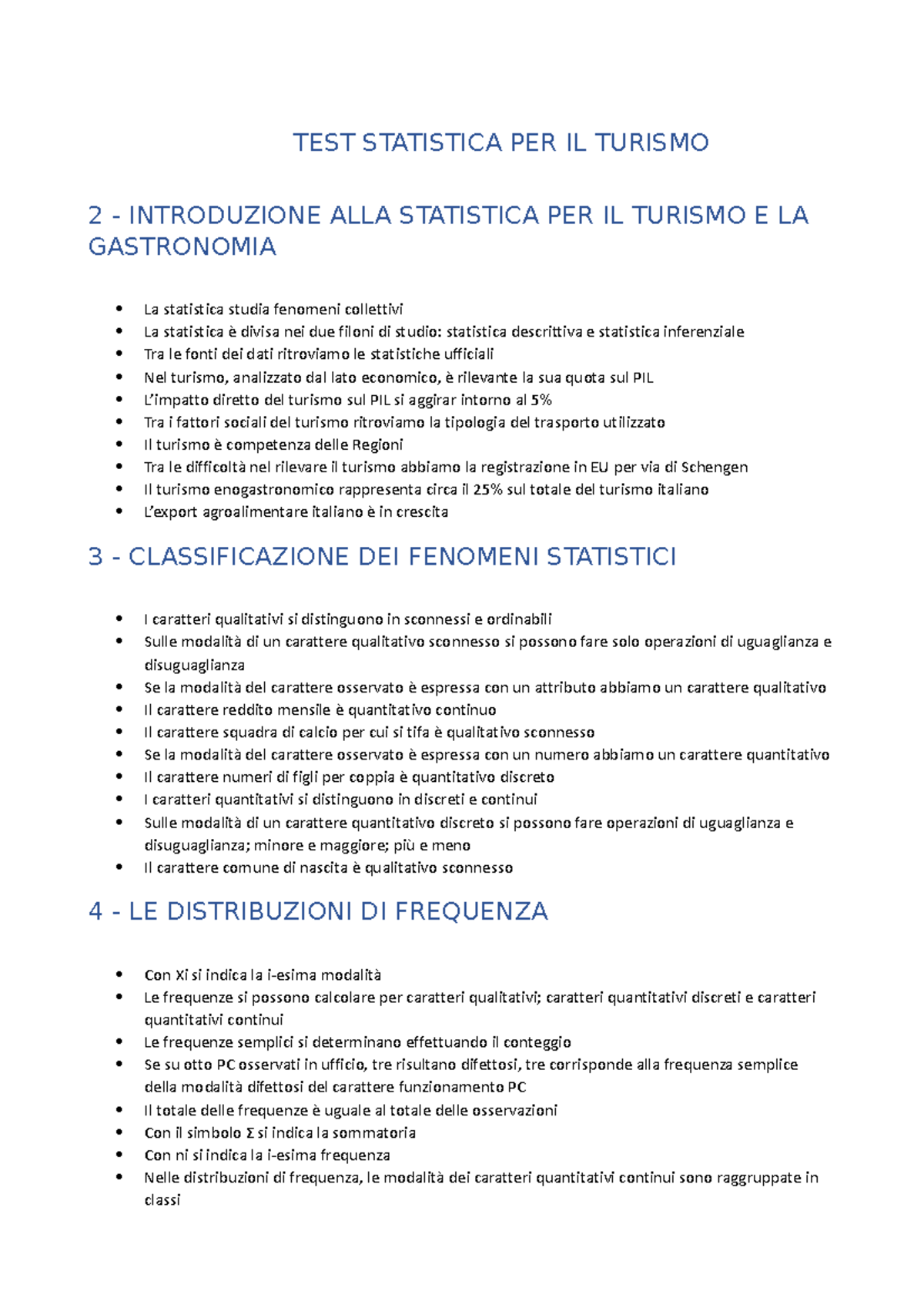 TEST Statistica Turismo - TEST STATISTICA PER IL TURISMO 2 ...