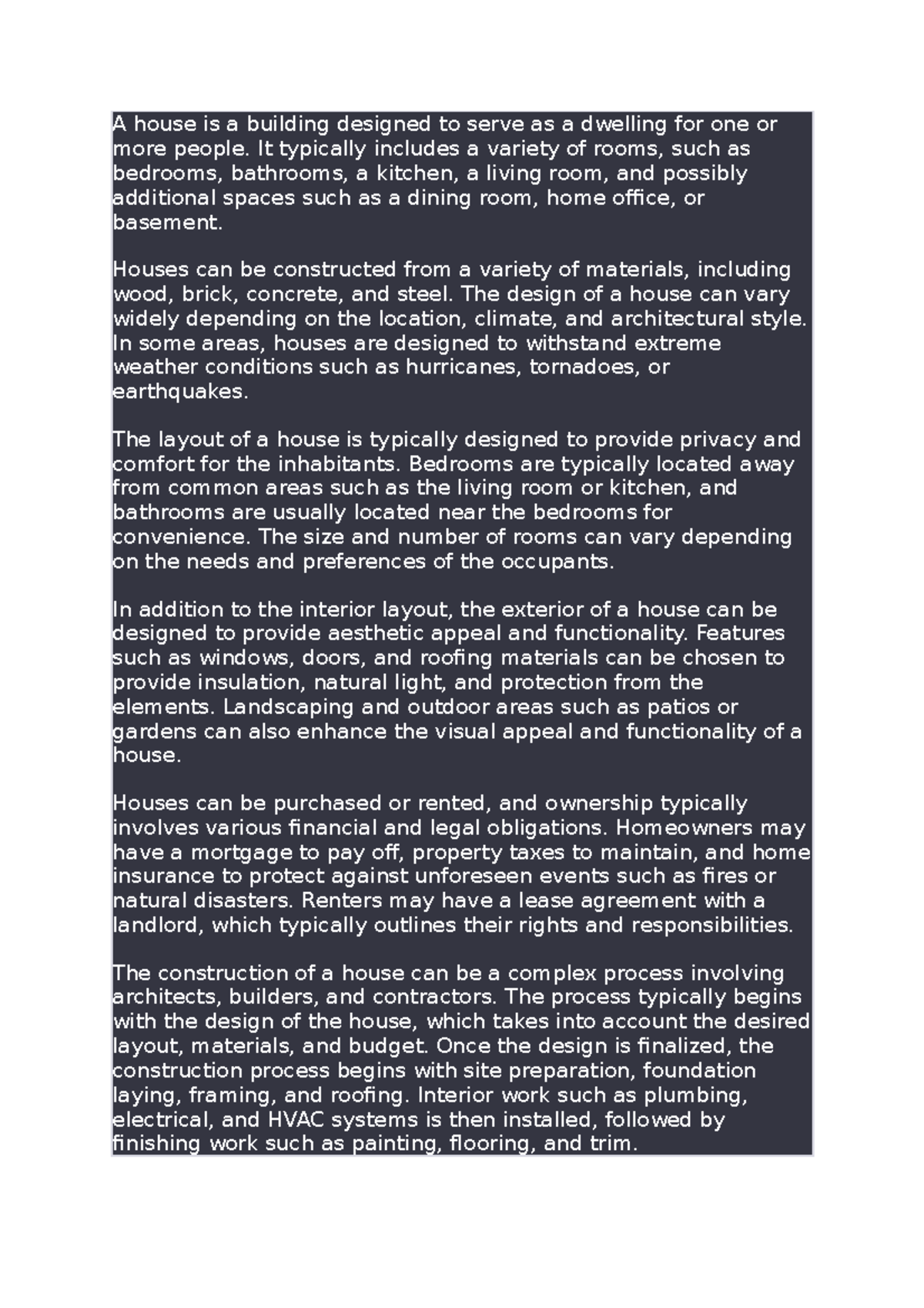 House - notes - A house is a building designed to serve as a dwelling ...