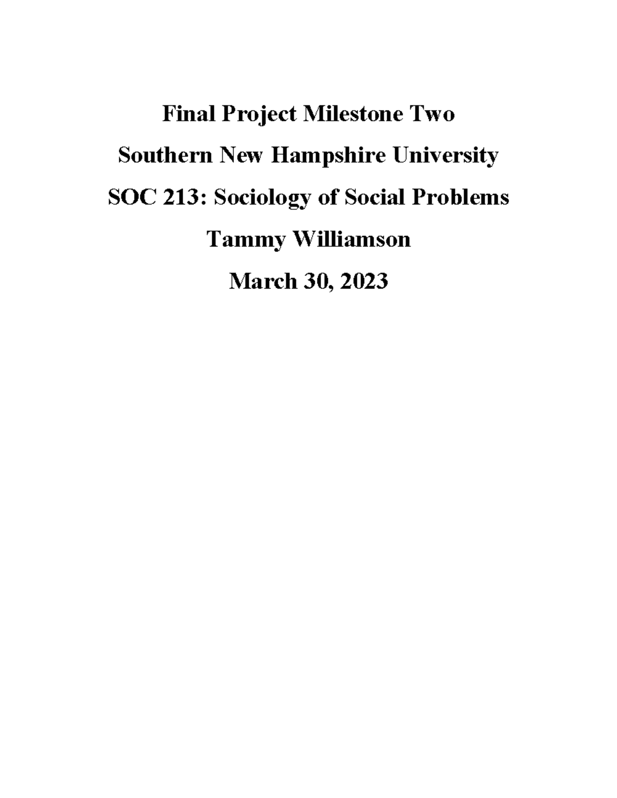 Final project milestone two - Final Project Milestone Two Southern New ...