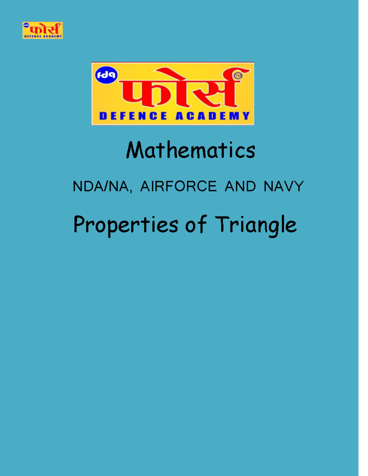 Properties Of Triangles Mathematics NDA NA AIRFORCE AND NAVY properties-of-triangles-mathematics-nda-na-airforce-and-navy