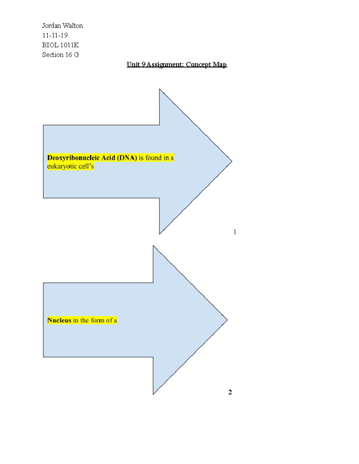 Concept Map - Assignment for class - 11-11- BIOL 1011K Section 16 G ...
