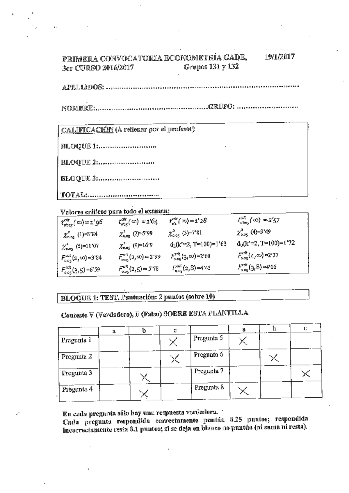 Examen Final 19-01-2017 - Econometría - Studocu