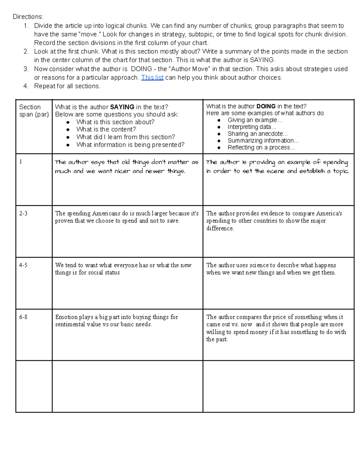 Abigail Carter - Charting the Text - I Came I Saw - Directions: 1 ...