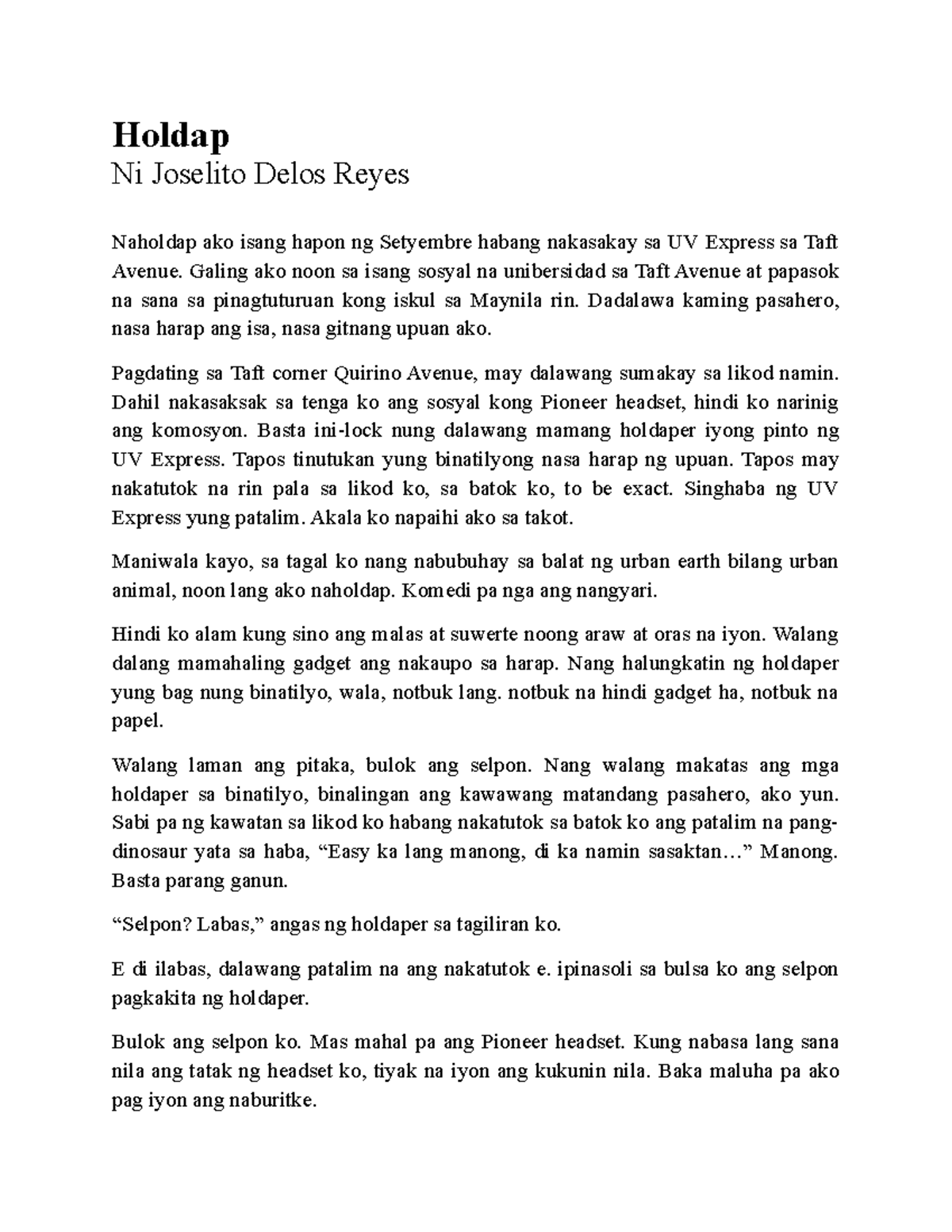 Holdap - None - Holdap Ni Joselito Delos Reyes Naholdap ako isang hapon ...