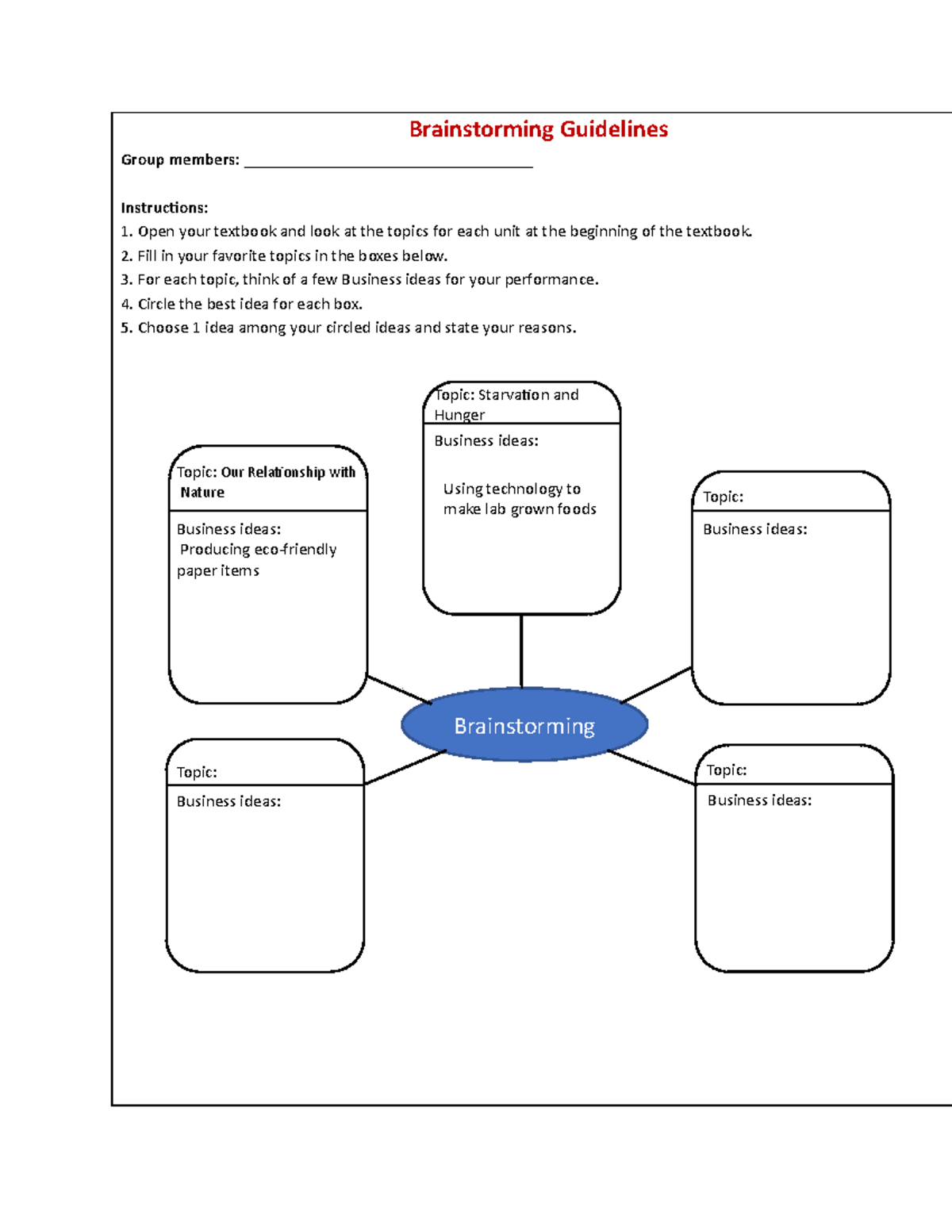 Brainstorming-Guidelines 2 - Brainstorming Guidelines Group members ...
