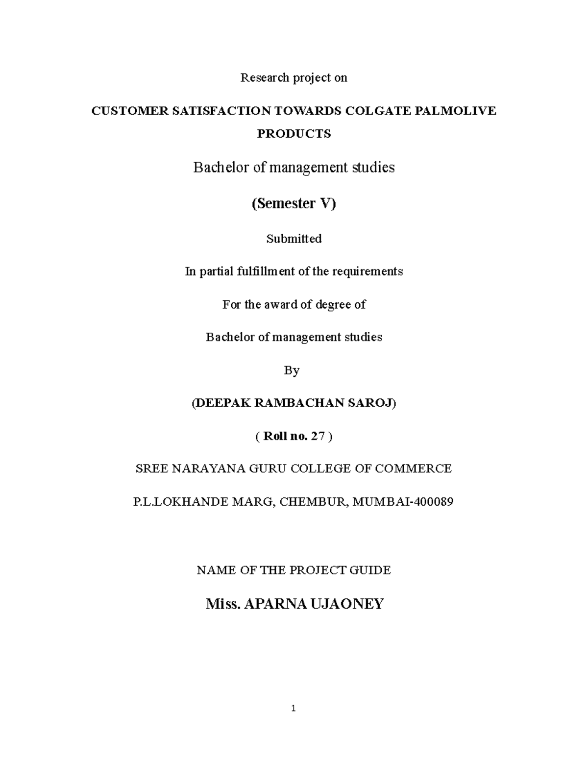 My black book - research on Colgate Palmolive - Research project on ...