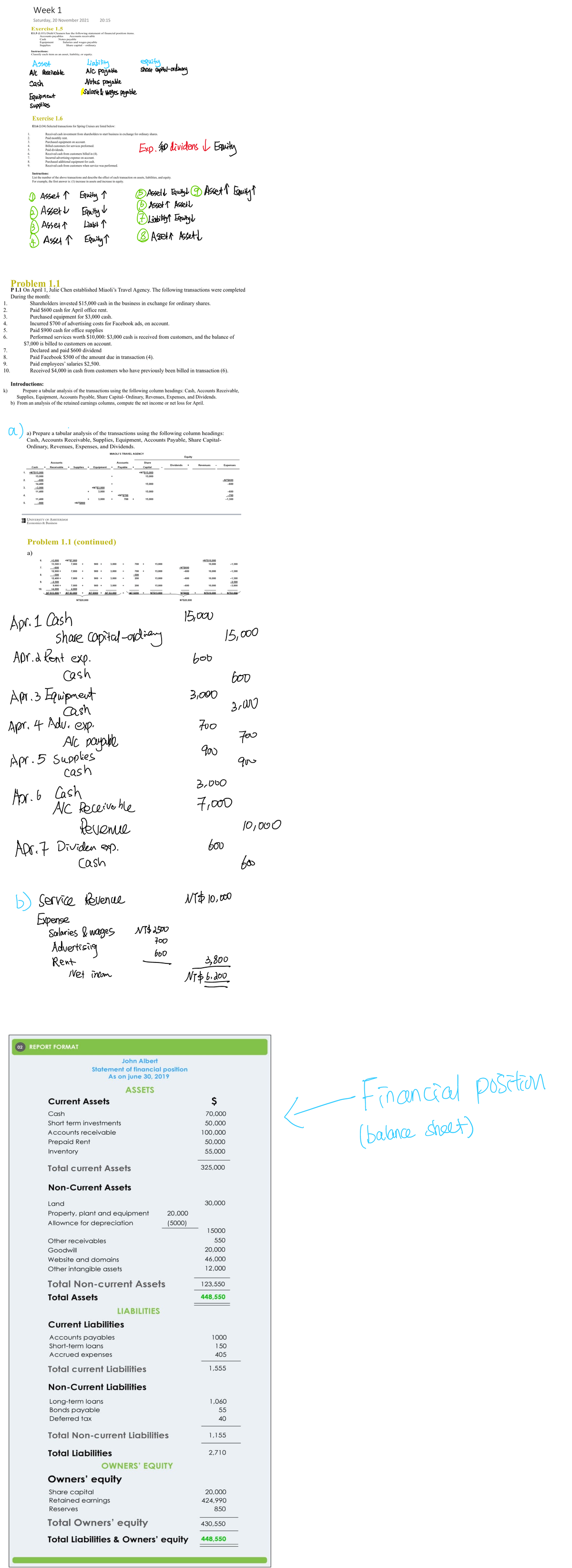 Week 1 Tutorial sheets - Financial Accounting 1 for Economics - UvA ...