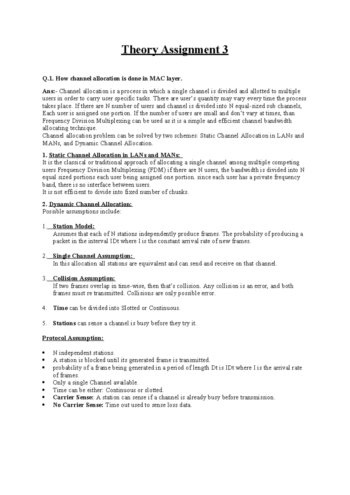 COTA022 Theory Assignment 3 CNS - Theory Assignment 3 Q. How channel ...