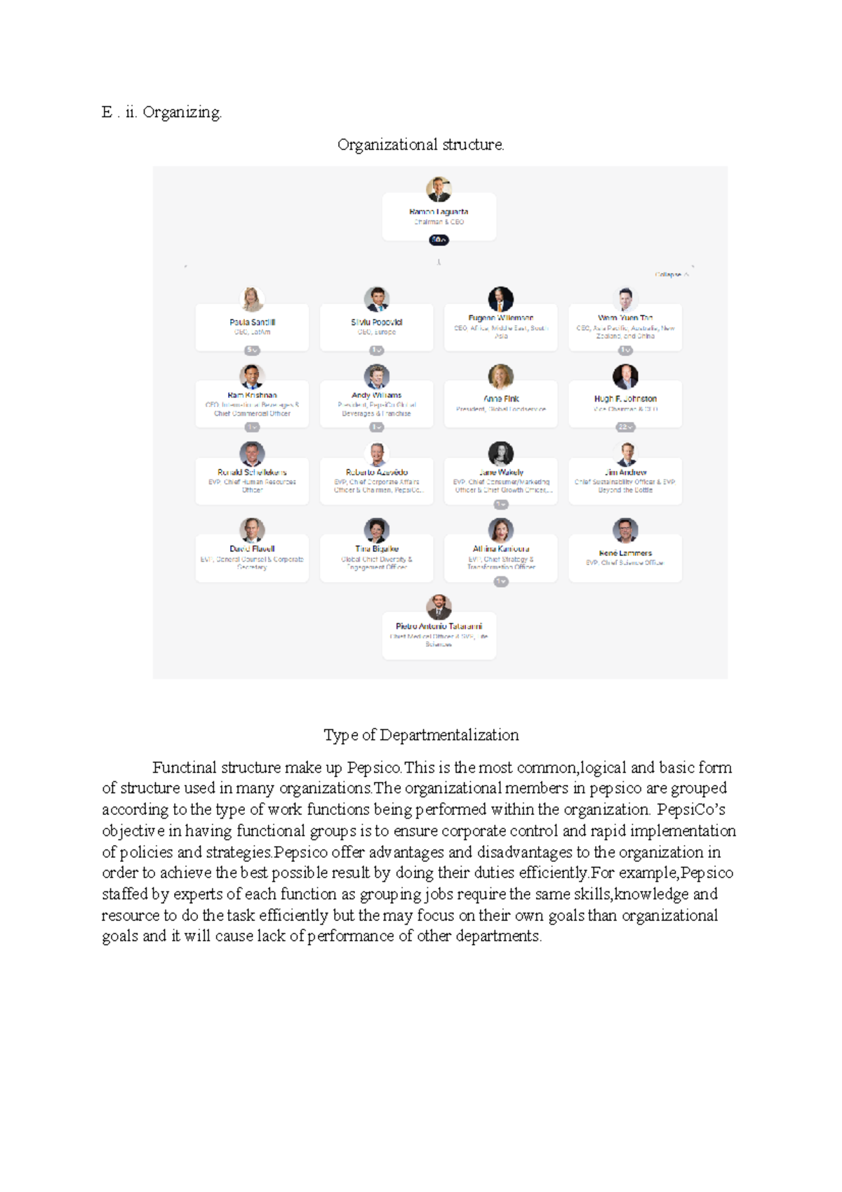 Organizing mgt 162 - group assginment - E. ii. Organizing ...