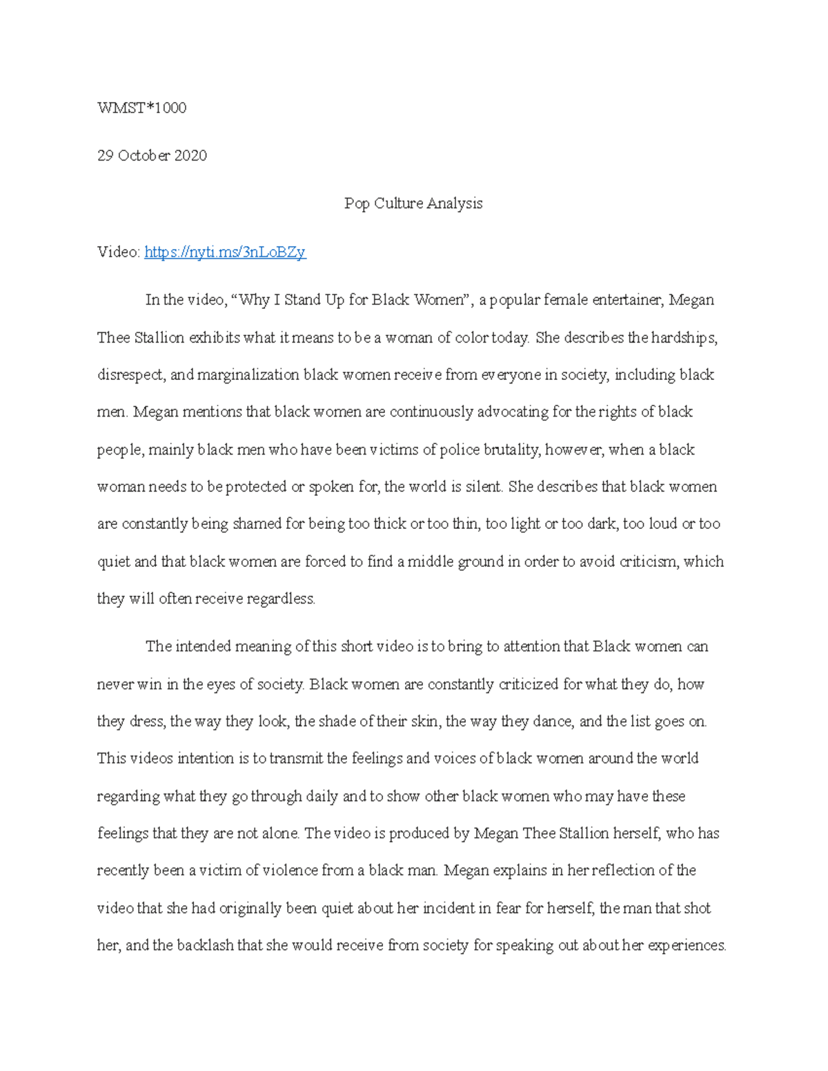 Pop Culture Analysis - WMST* 29 October 2020 Pop Culture Analysis Video ...