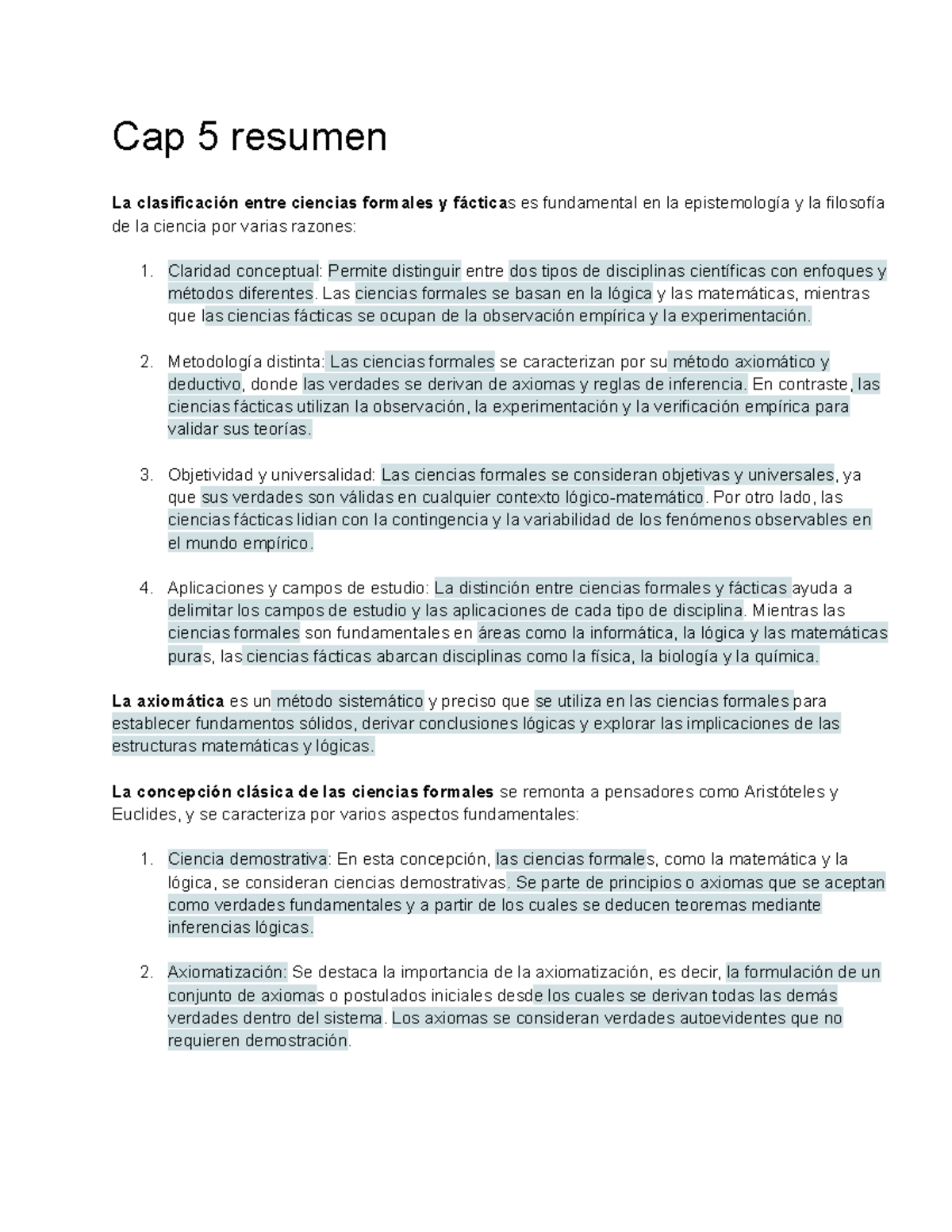 Resumen IPC - Cap 5 resumen La clasificación entre ciencias formales y ...