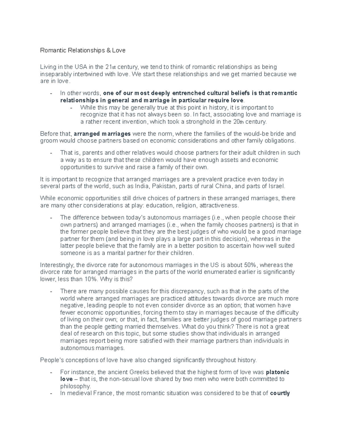 Lecture 7 - Romantic Relationships and Love - Romantic Relationships ...