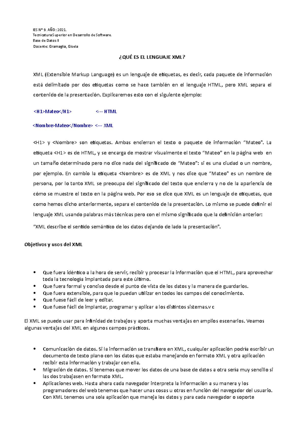 Lenguaje XML - Explicacion de Scrum - IES N° 9. AÑO: 2021. Tecnicatura ...