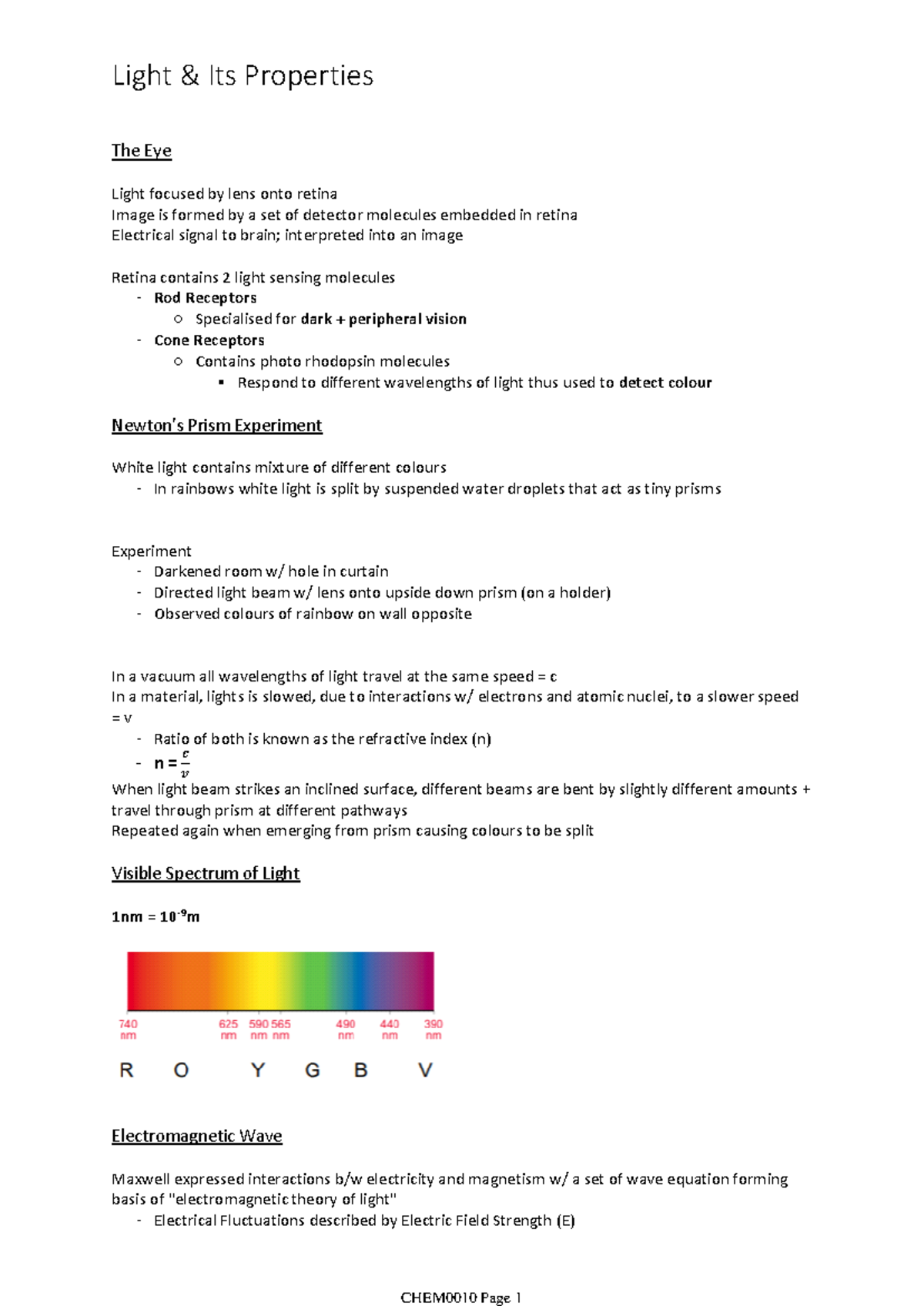 Light & Its Properties - The Eye Light focused by lens onto retina ...
