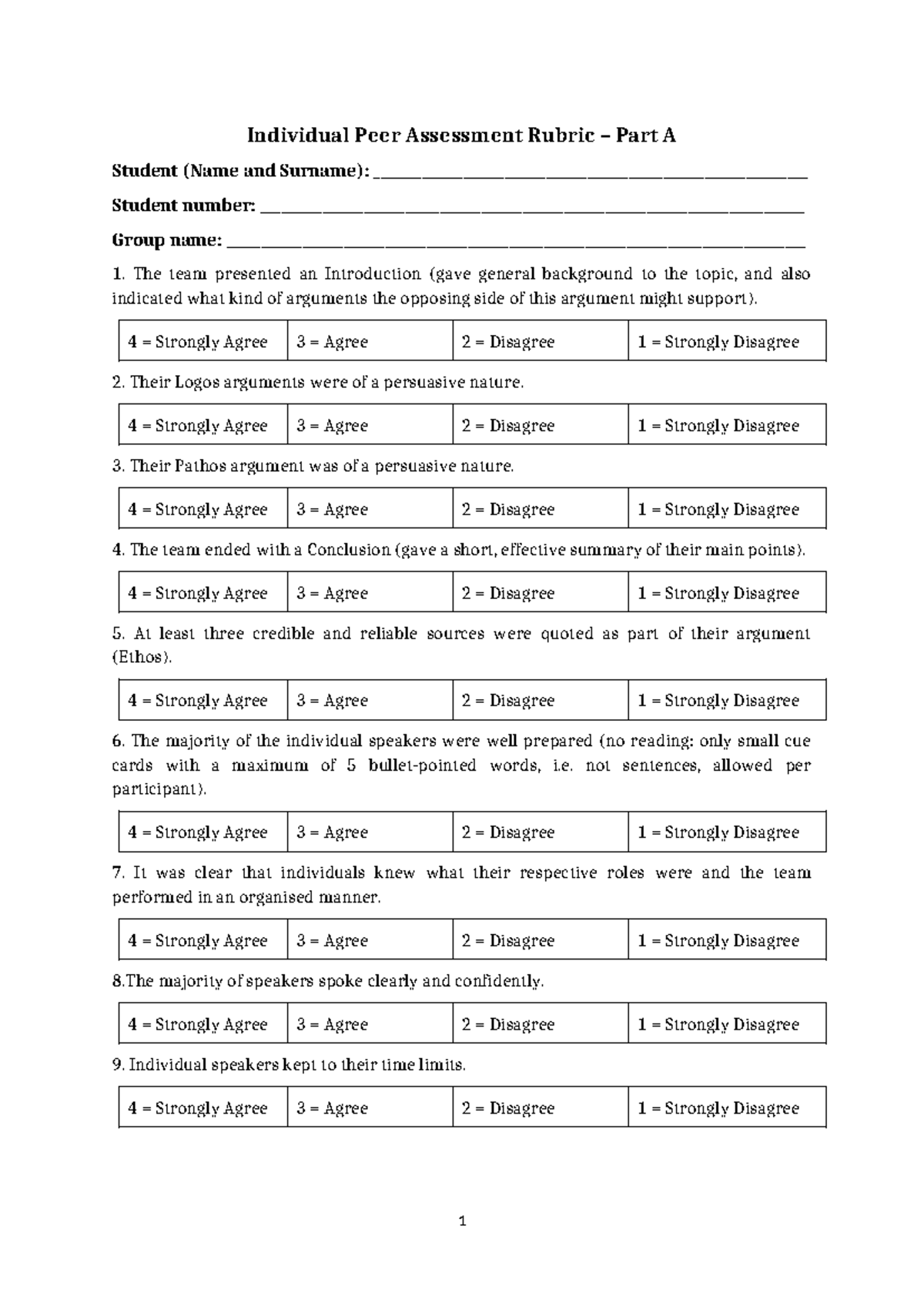 3. Individual Peer Assessment Rubric 2024 - Individual Peer Assessment ...