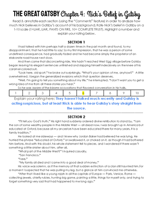 Copy of Gatsby Ch. 7 Gatsby vs. Tom - THE GREAT GATSBYChapter 7: Gatsby ...