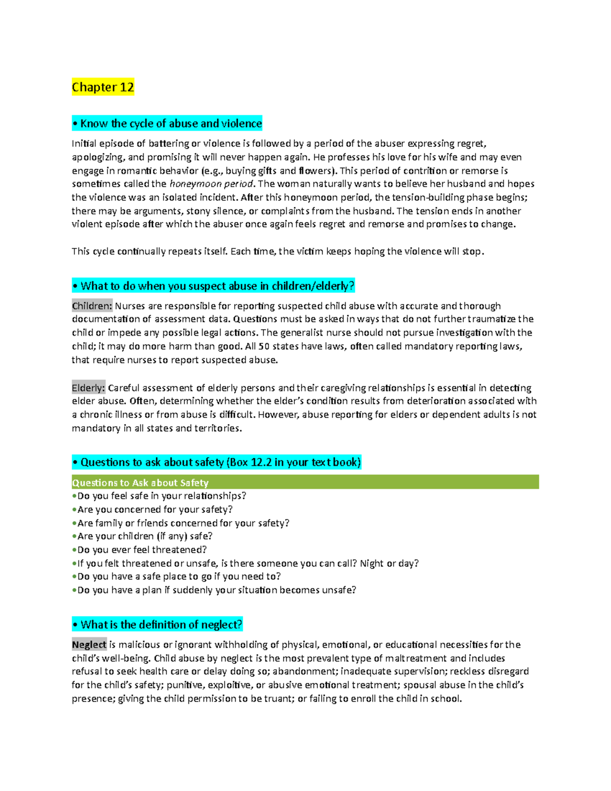 Page3 - Chapter 12 • Know the cycle of abuse and violence Initial ...