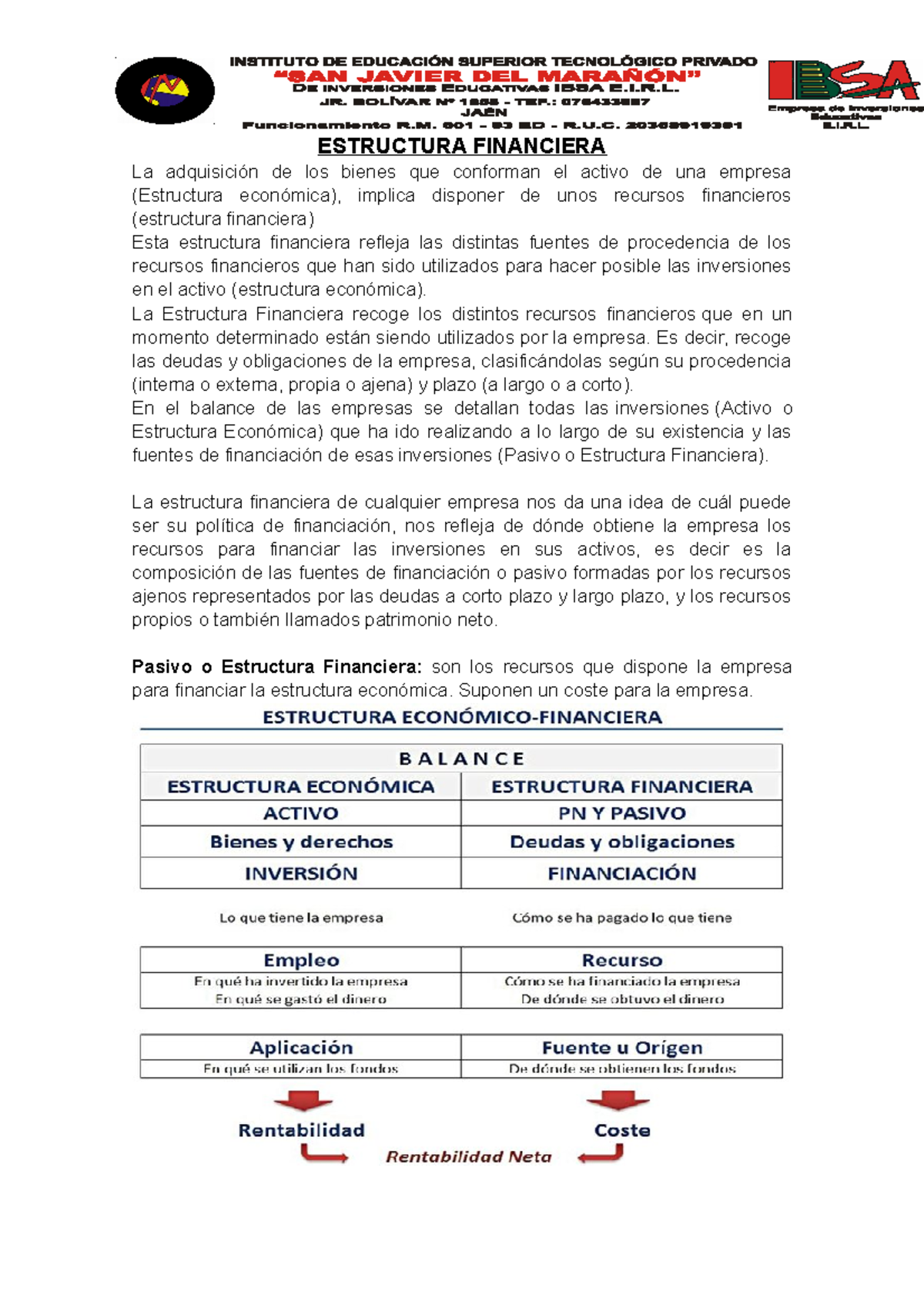 Estructura Financiera - La Estructura Financiera recoge los distintos ...