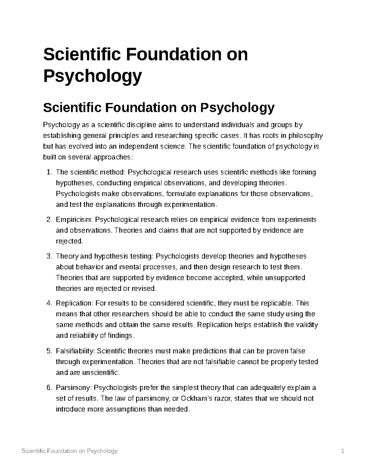Scientific Foundation of Psychology - Studocu