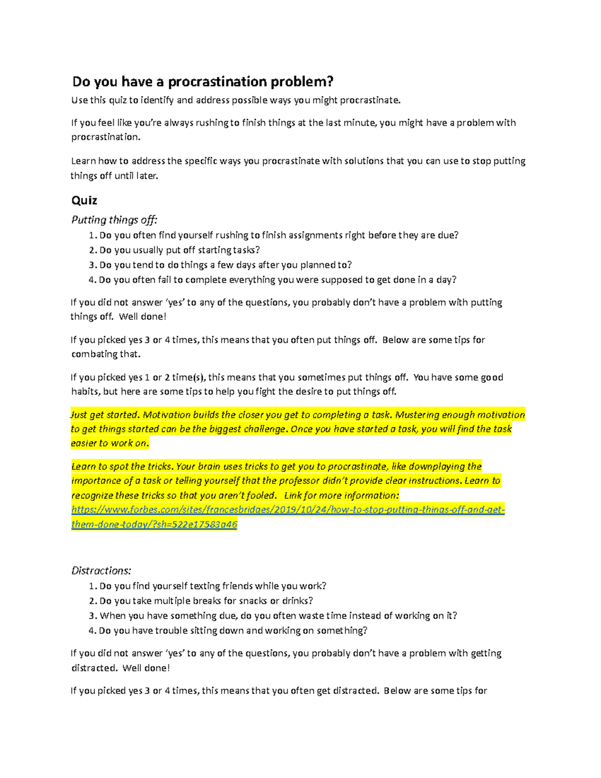 ARP procrastination activity - Do you have a procrastination problem ...