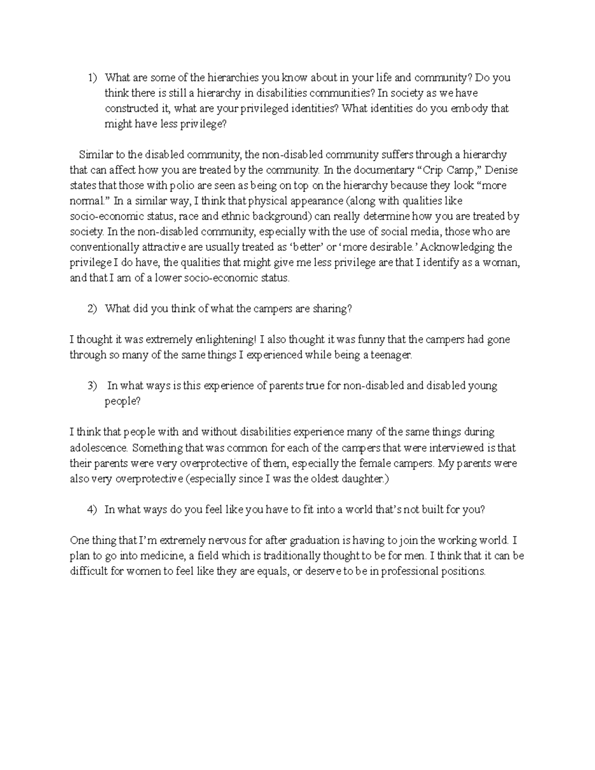 Crip Camp Assignment - Writing Prompts, Example - What are some of the ...