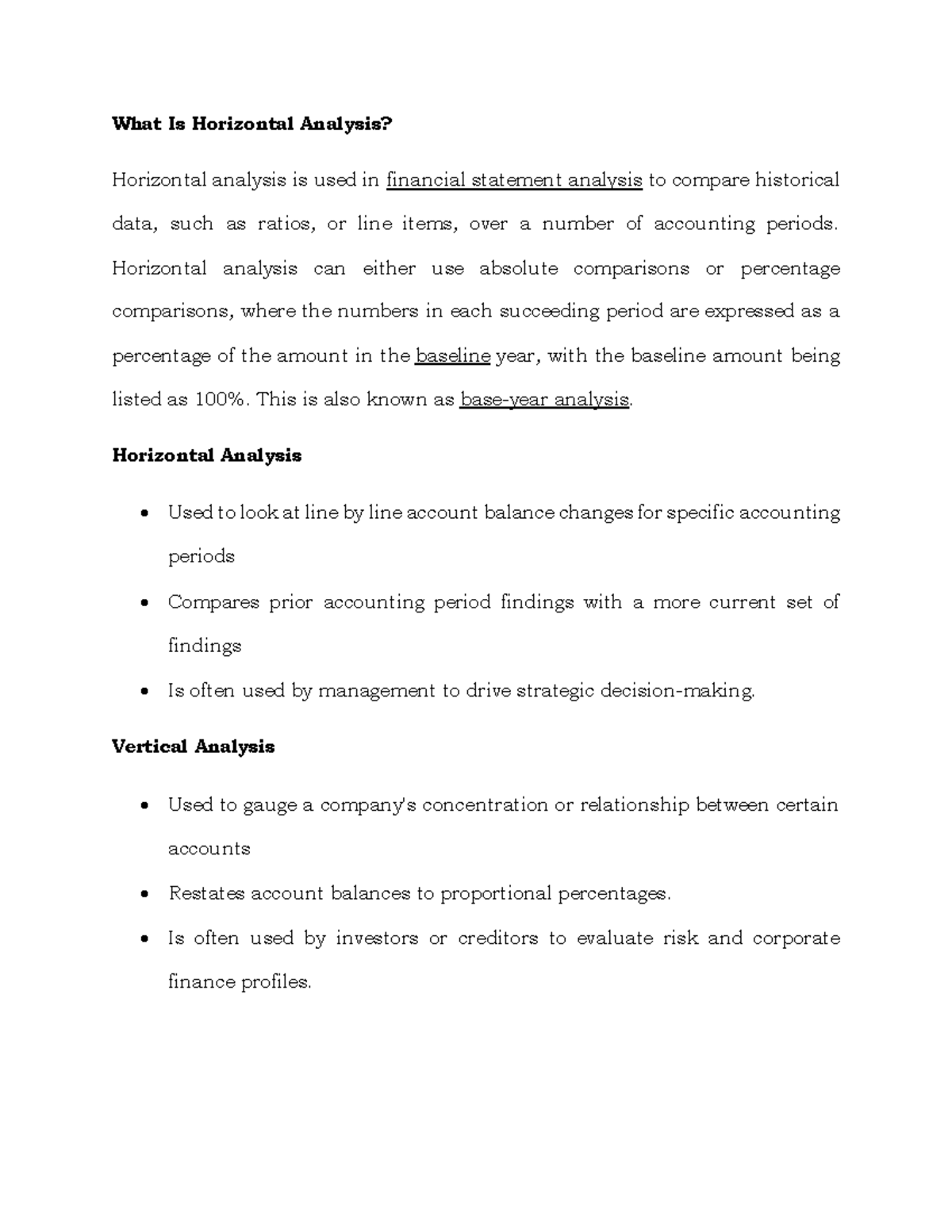 Horizontal Analysis What Is Horizontal Analysis Horizontal Analysis