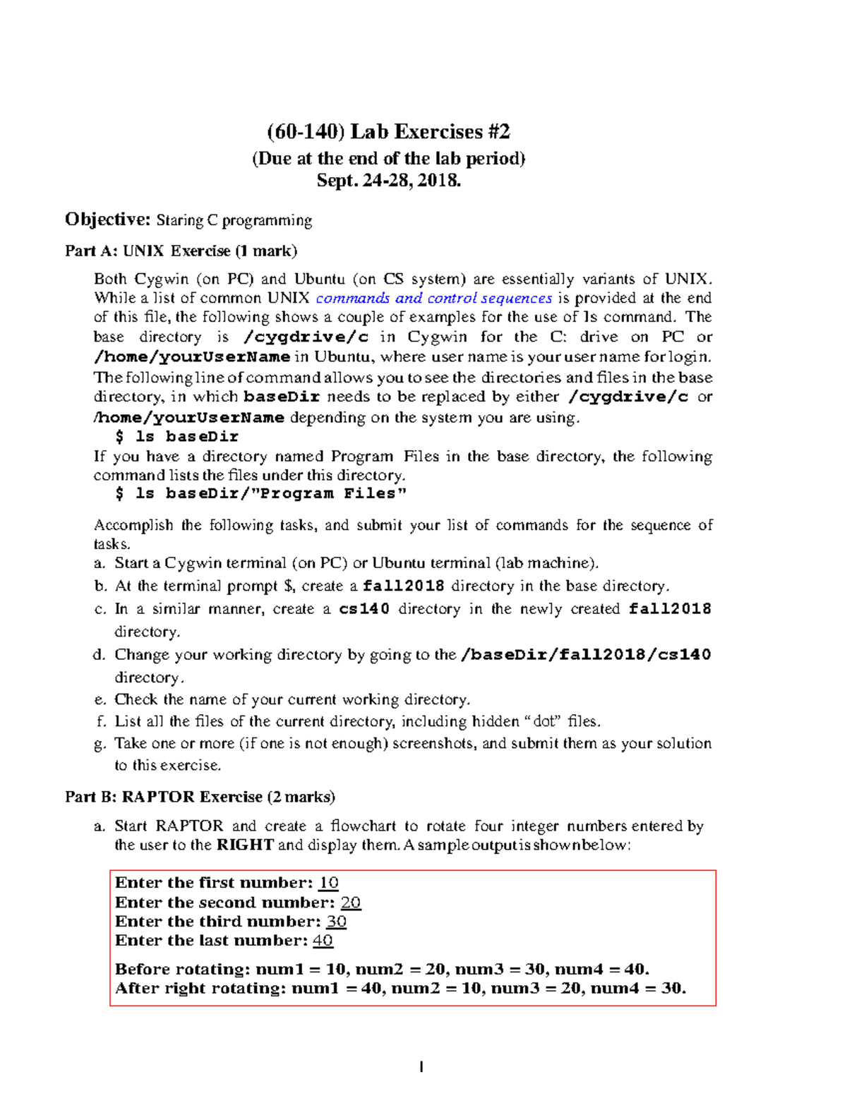 Lab2-Sample Solution-F2018 - (60-140) Lab Exercises #2 (Due at the end ...