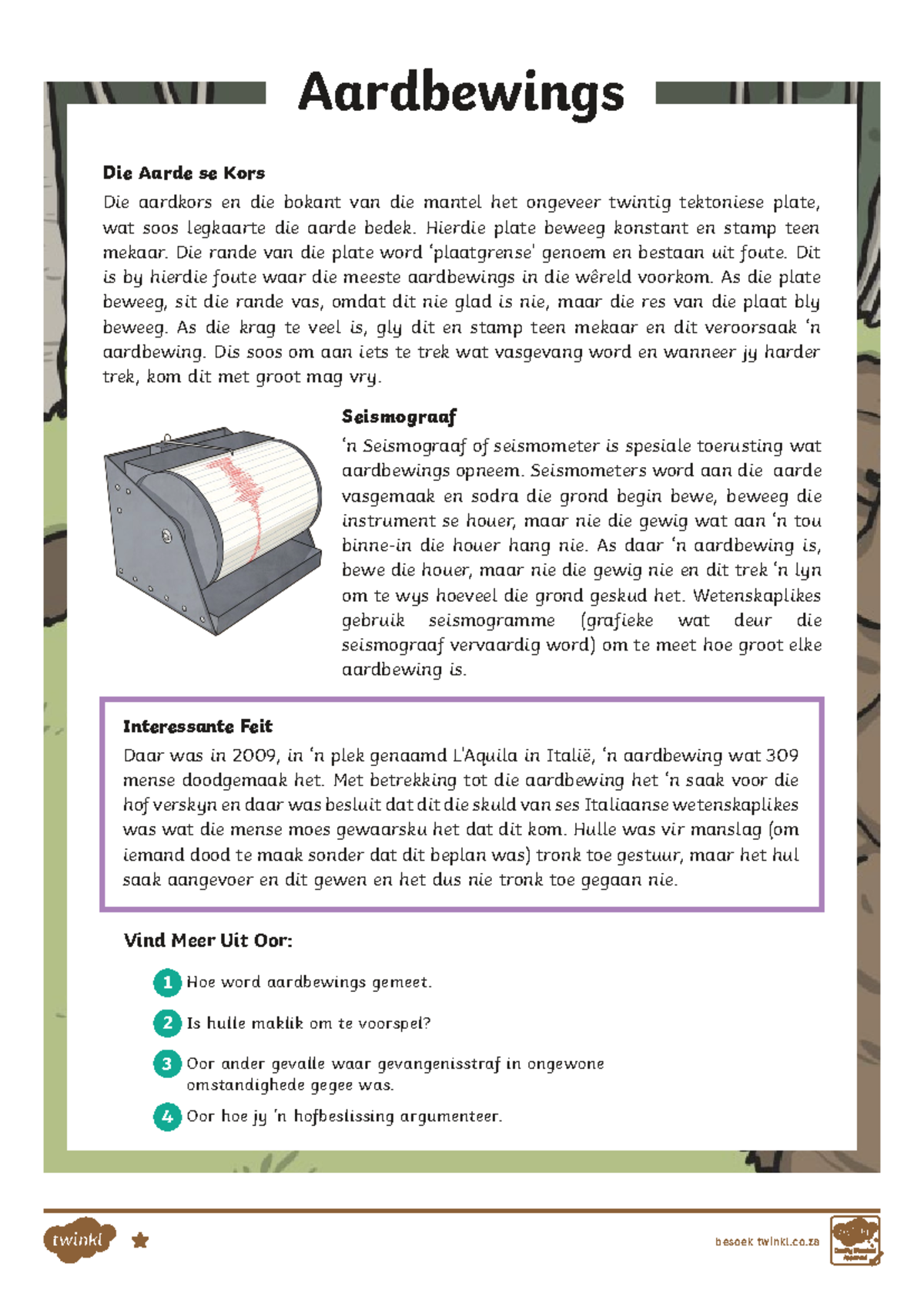 Aardbewings - Task - Interessante Feit Daar was in 2009, in ‘n plek ...