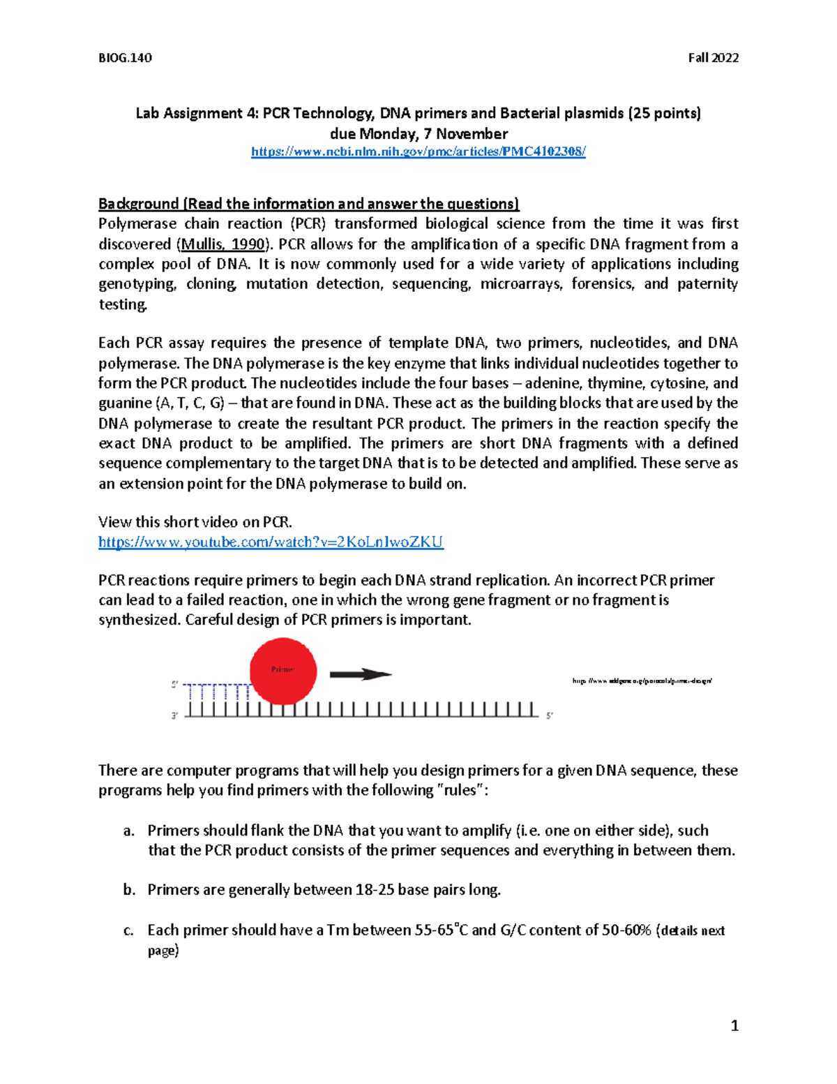 Lab Assignment 4 - nlm.nih/pmc/articles/PMC4102308/ Background (Read the information and answer ...