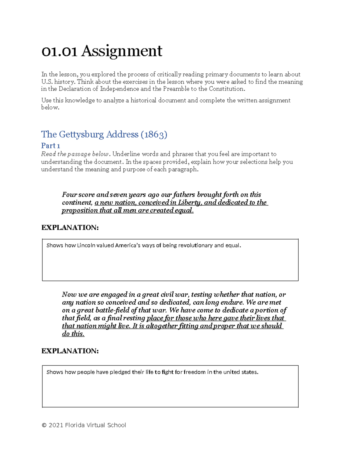 0101 assignment template - 01 Assignment In the lesson, you explored the process of critically ...
