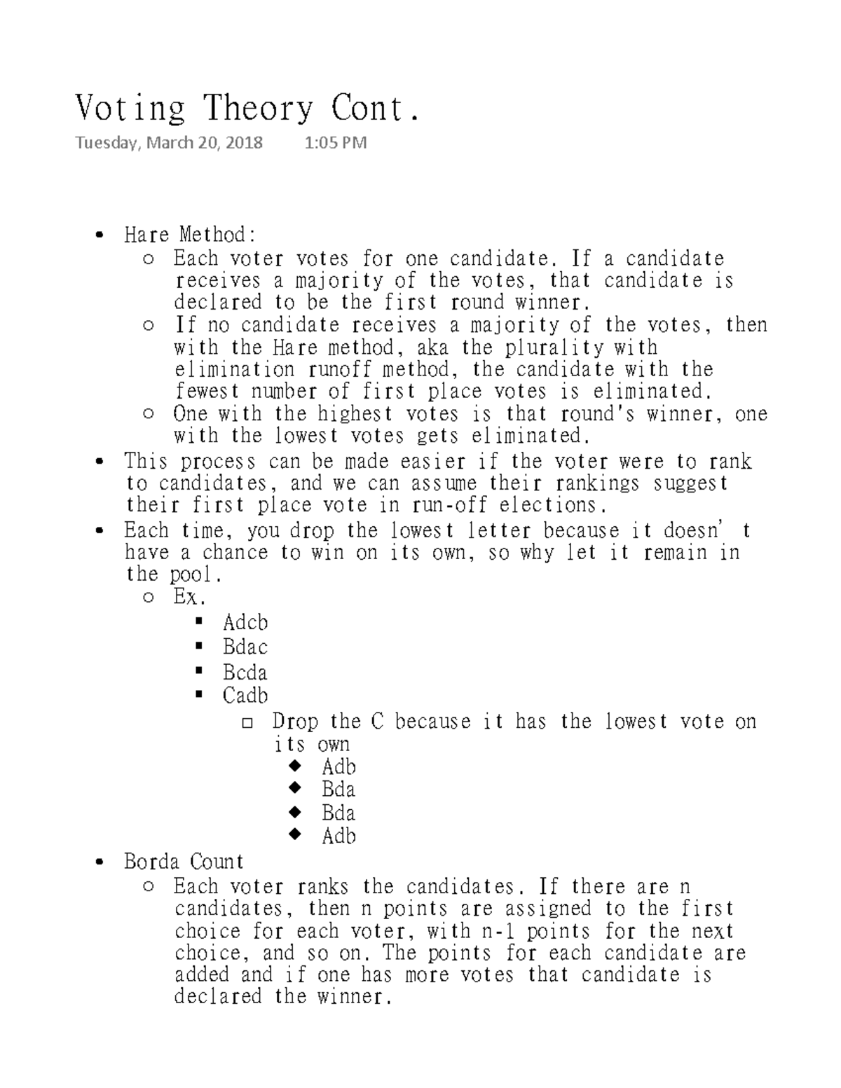 Voting Theory Cont. - Douglas Platt - Warning: TT: undefined function ...