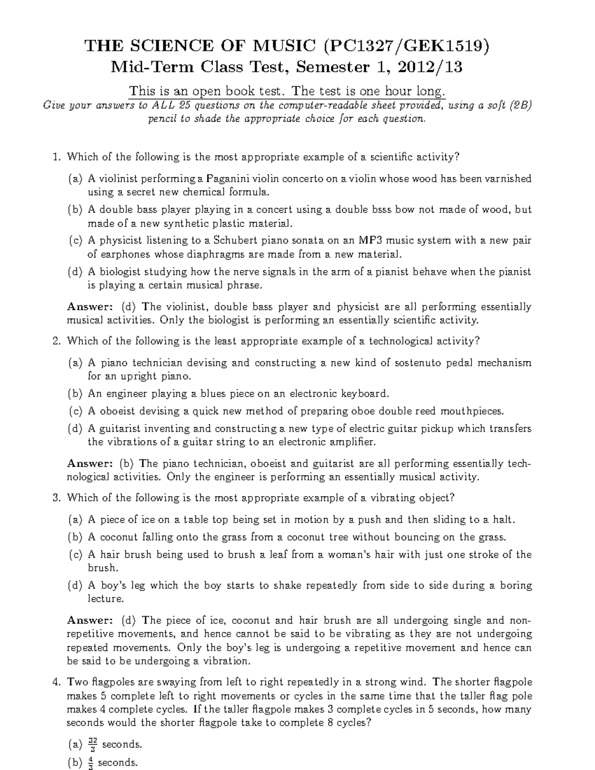 Mid Term Sem 1 1213 - Mid Term - THE SCIENCE OF MUSIC (PC1327/GEK1519 ...