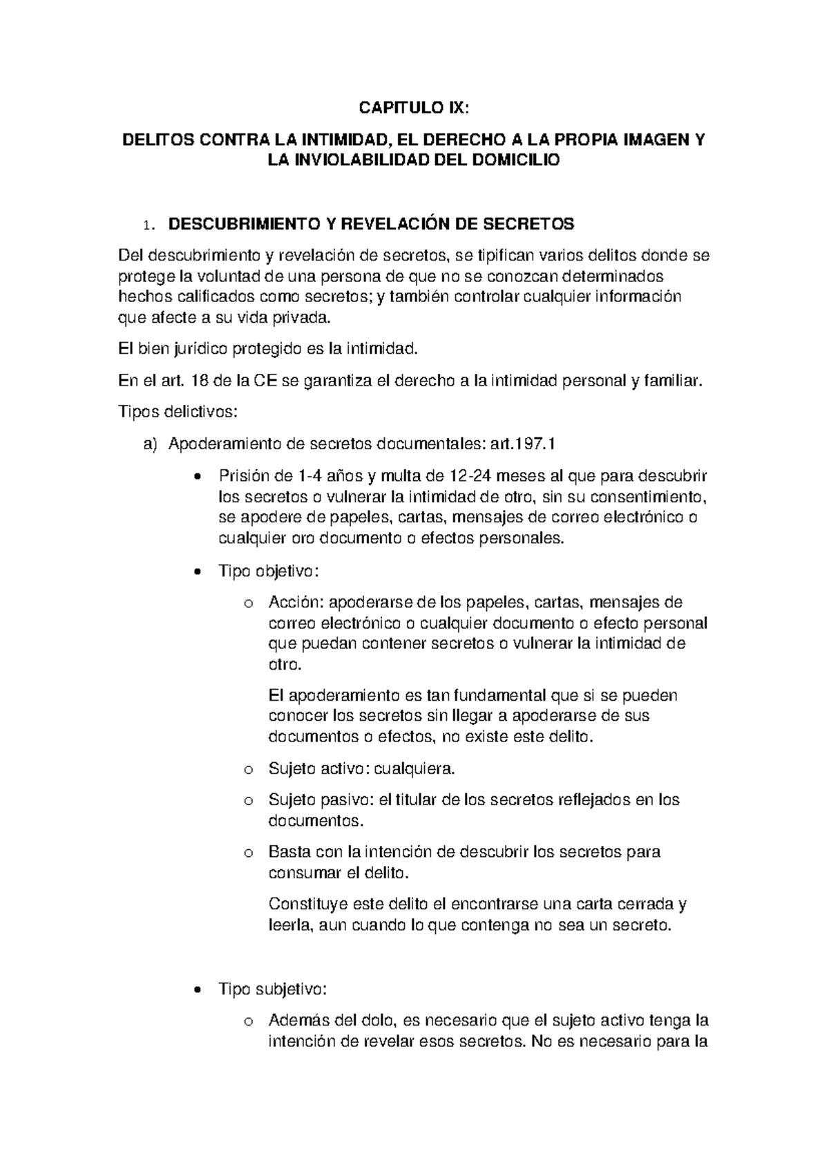 Delitos contra la intimidad y allanamiento de morada - CAPITULO IX: DELITOS CONTRA LA INTIMIDAD ...