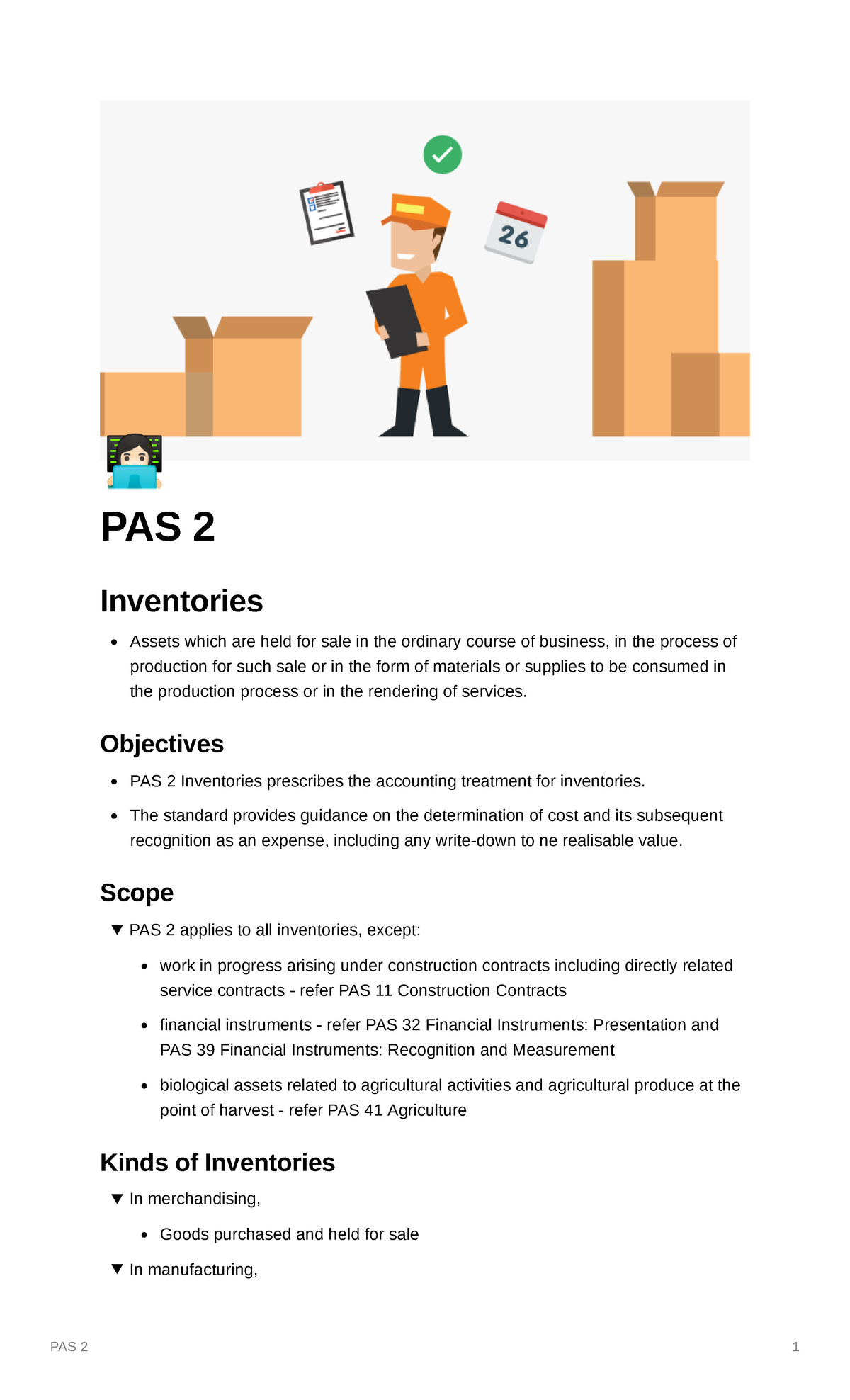 PAS 2 CONCEPTUAL FRAMEWORKS ACCOUNTING STANDARDS - PAS 2 Inventories ...