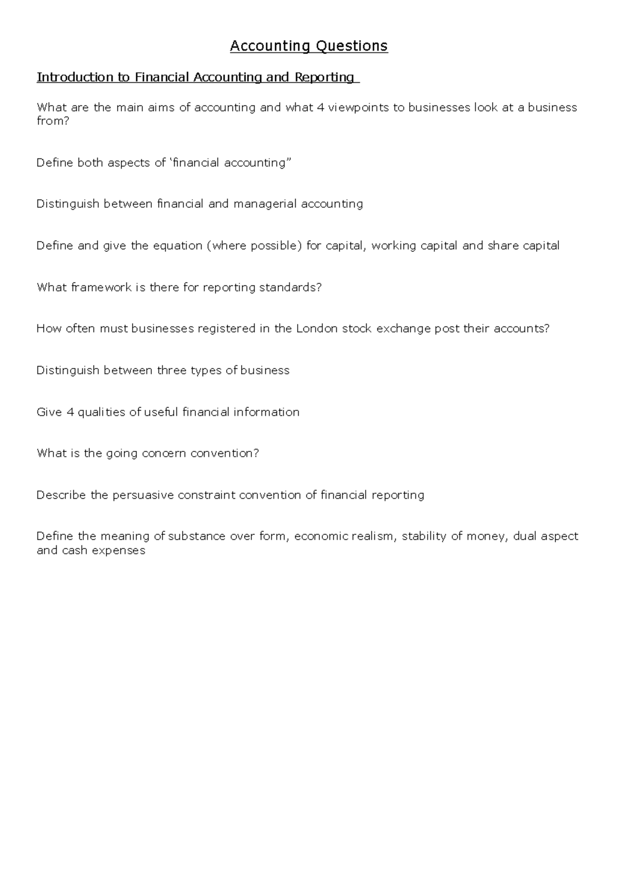 Accounting for Business Revision Questions - Accounting Questions ...