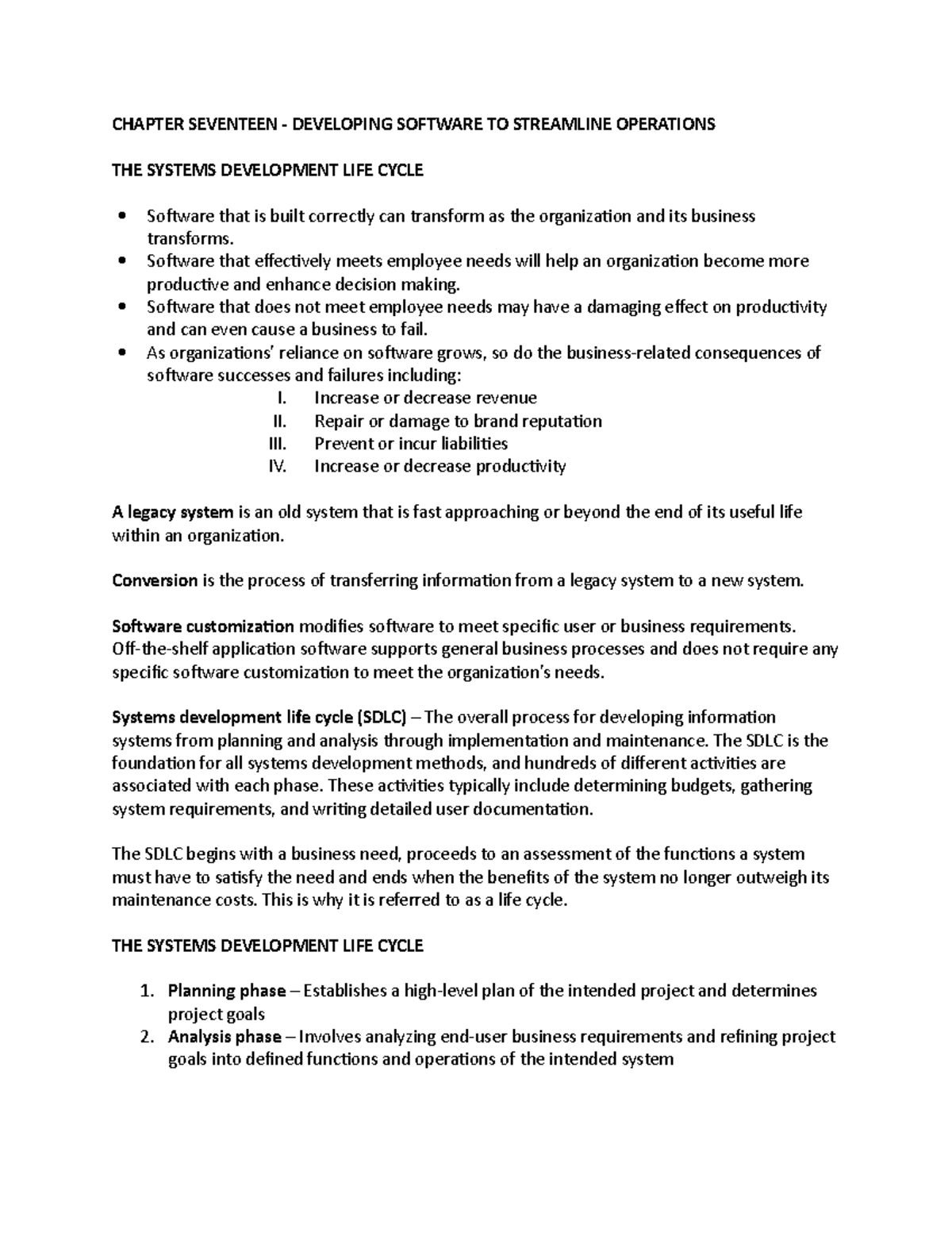 Chapter Seventeen - slides - CHAPTER SEVENTEEN - DEVELOPING SOFTWARE TO ...