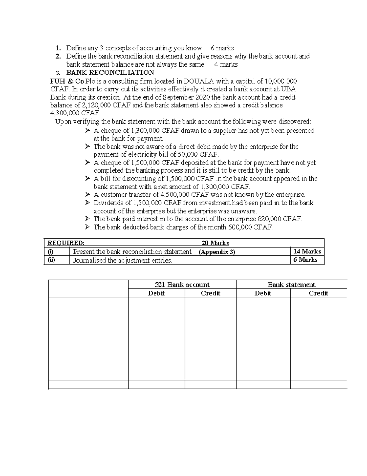 OFR 5010 F5COM - 1. Define any 3 concepts of accounting you know 6 ...