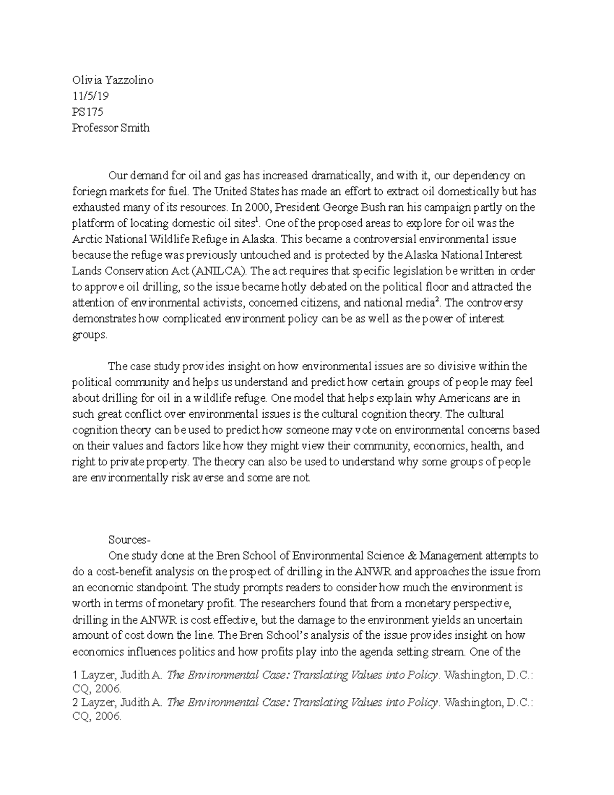 Ps175 research paper - Grade: A - Olivia Yazzolino 11/5/ PS Professor ...