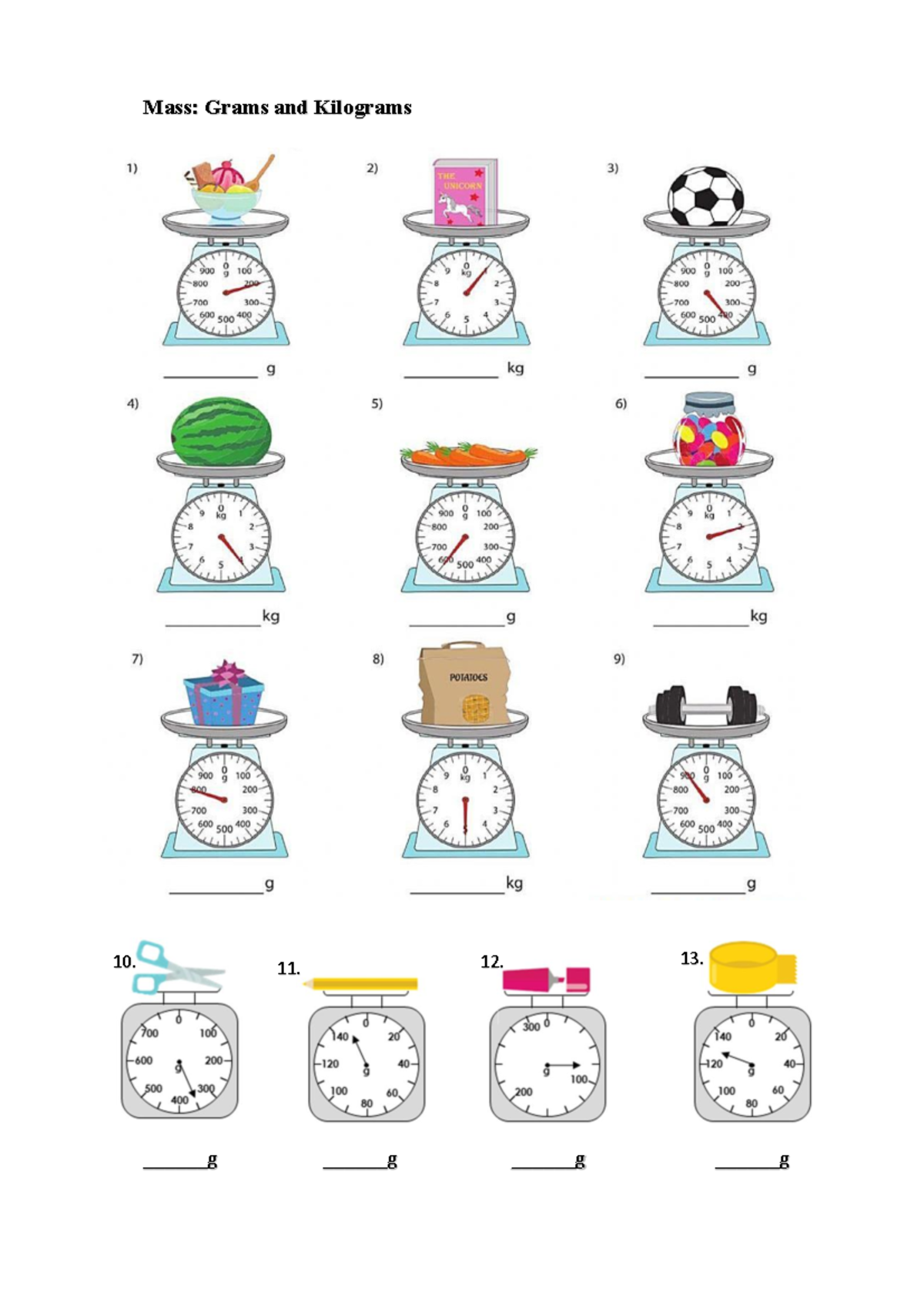 MATH 3 WEEK 31 Worksheet - ______g ______g ______g ______g 12. 13. 10 ...