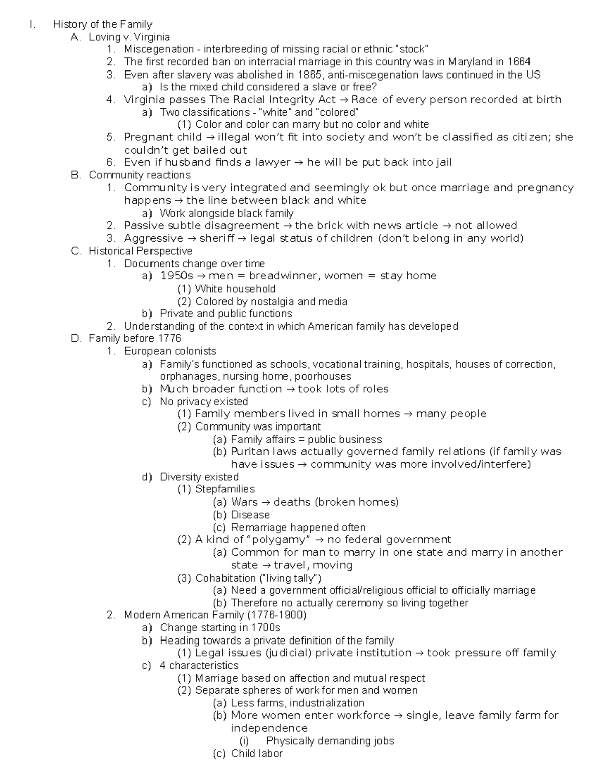 History of the Family - I. History of the Family A. Loving v. Virginia ...