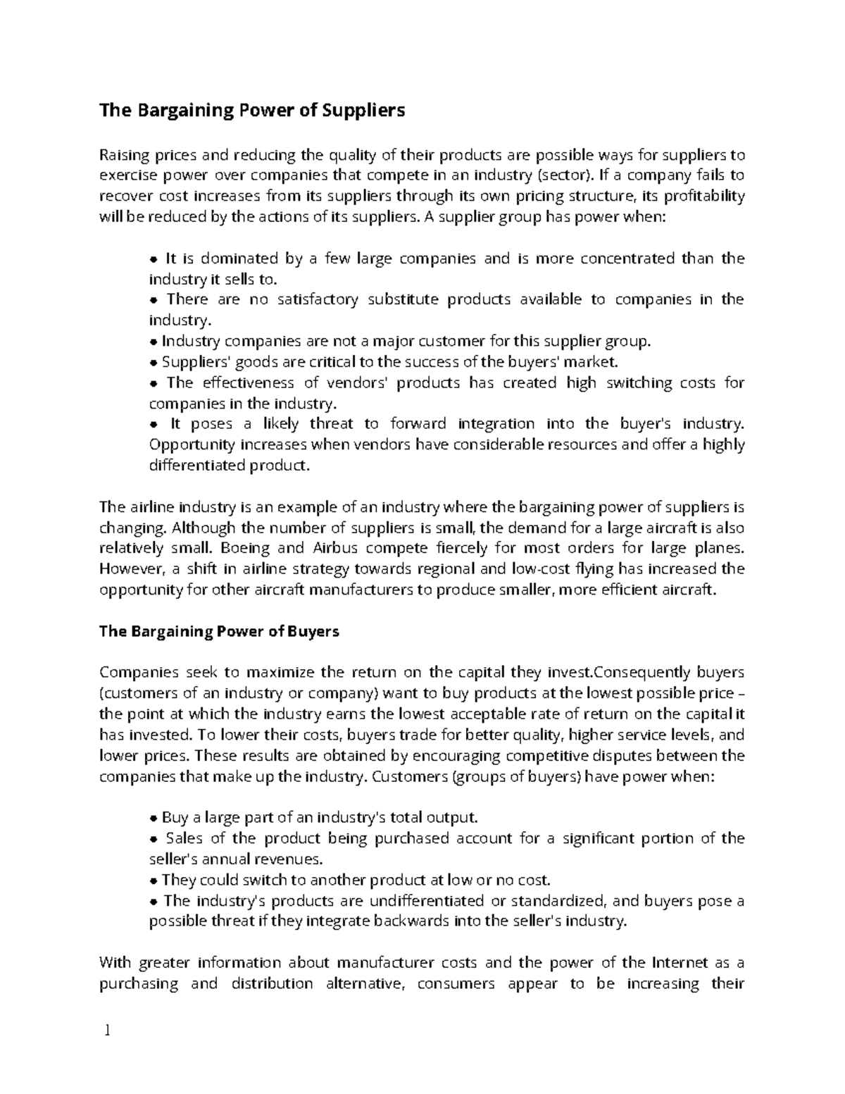 Negotiation with suppliers. - The Bargaining Power of Suppliers Raising ...