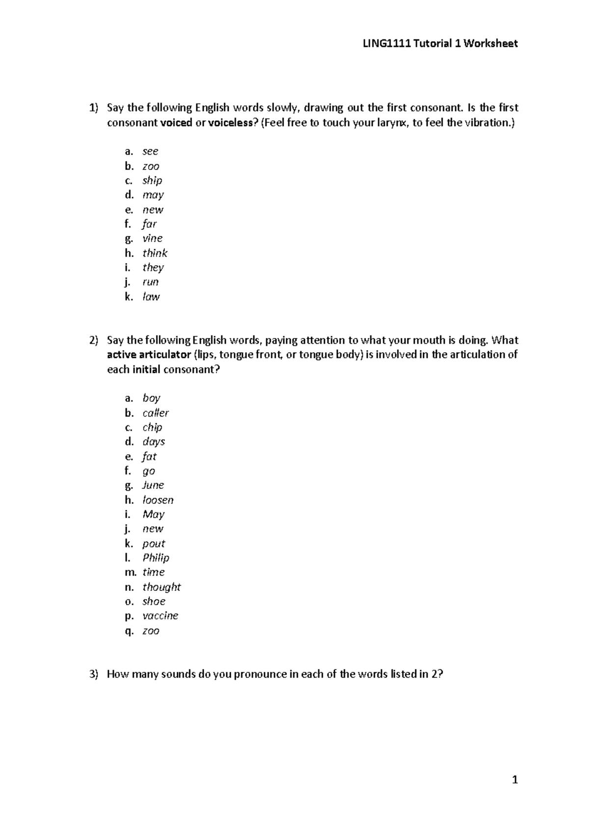 Ling1111 Tutorial 1 Worksheet Warning Tt Undefined Function 32 Ling1111 Tutorial 1