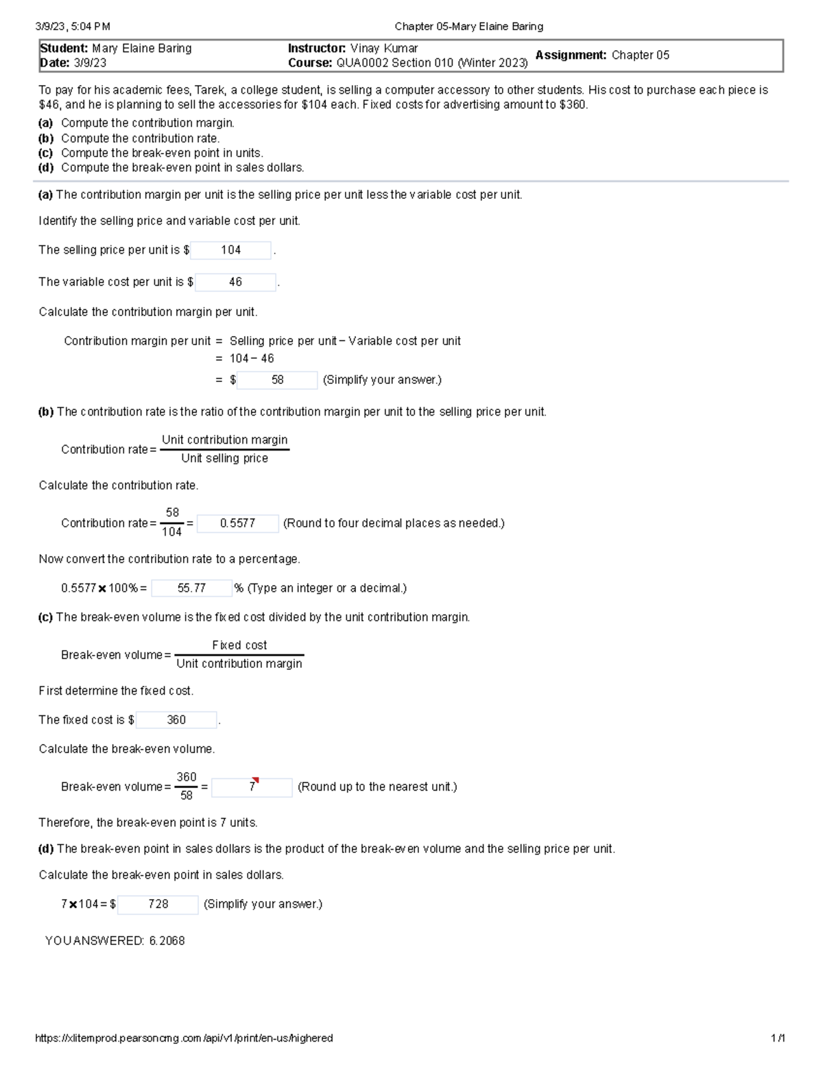 Chap 5 Q10 - Business Mathematics Chapter 5 - 3/9/23, 5:04 PM Chapter ...