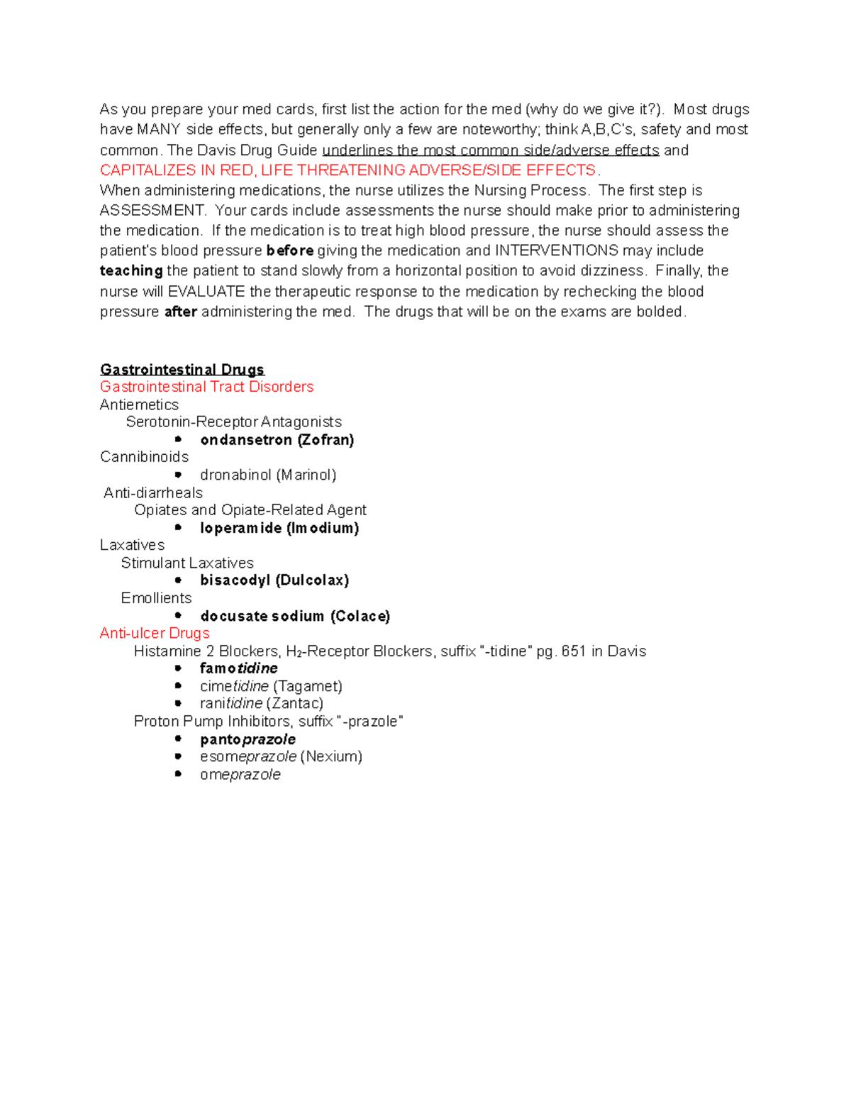 Gastrointestinal Drug List 2020 - As you prepare your med cards, first ...